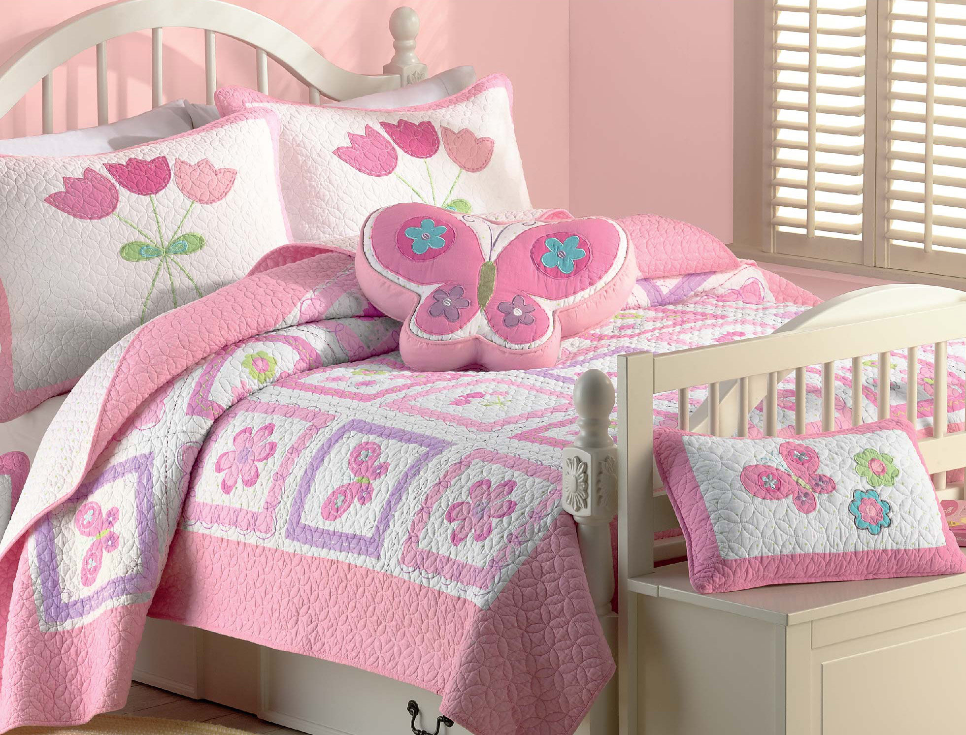 Cozy Line Home Fashion Butterfly Flower 2 Piece Twin Quilt Set ...