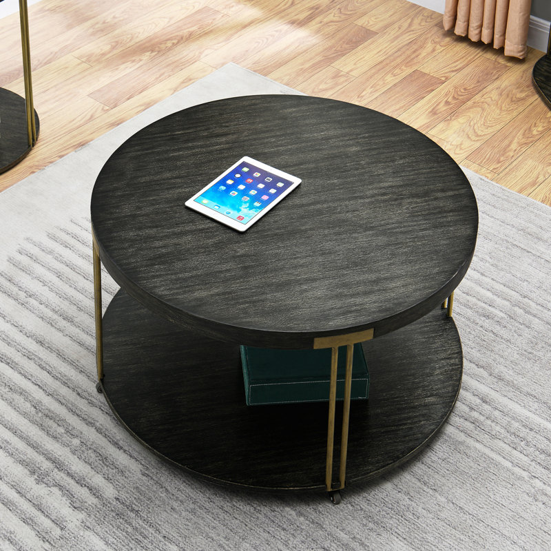 Mercer41 Fanney 35" Brushed Round Modern Cocktail Coffee Table with ...