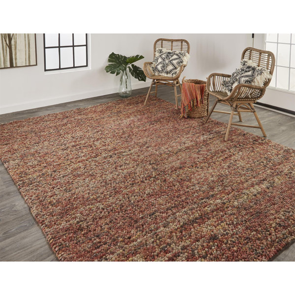 Foundry Select Hand Woven Wool Brown/Red Rug | Wayfair