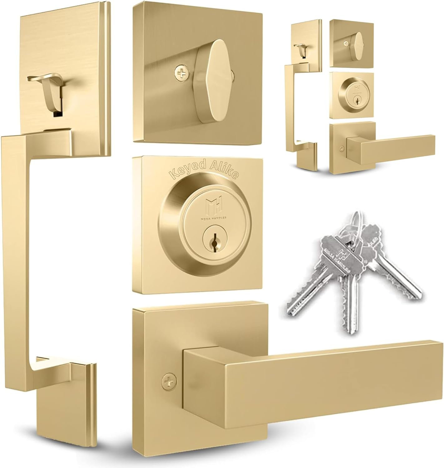 Mega Handles Entry Door Handleset - Single Cylinder Handleset With ...