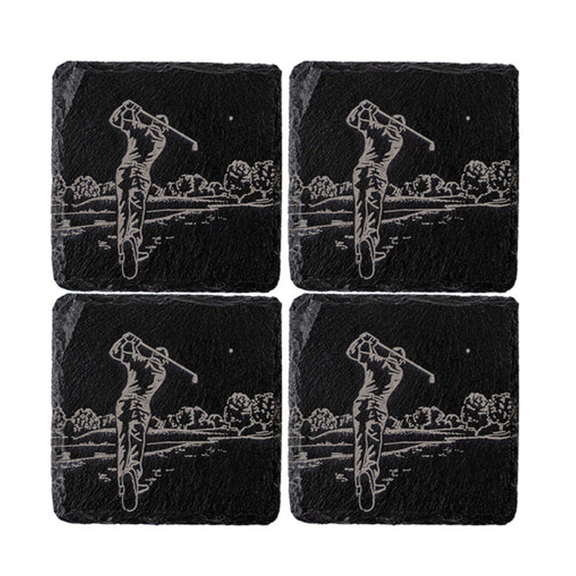 Lily Manor Set of 4 Slate Golf Coasters - Black | Wayfair.co.uk