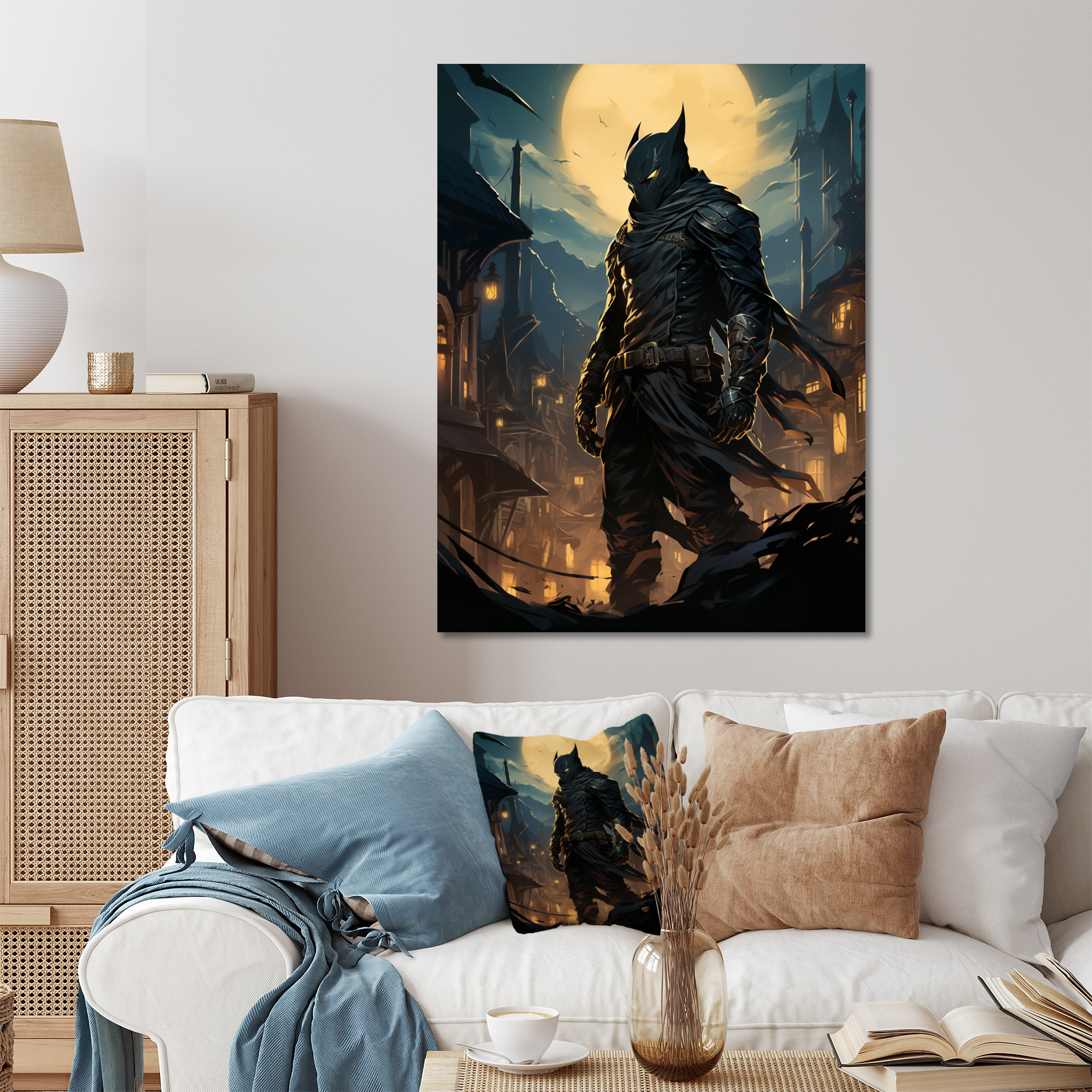 Design Art Villian In The Night Sky - Superheros Metal Art Print ...