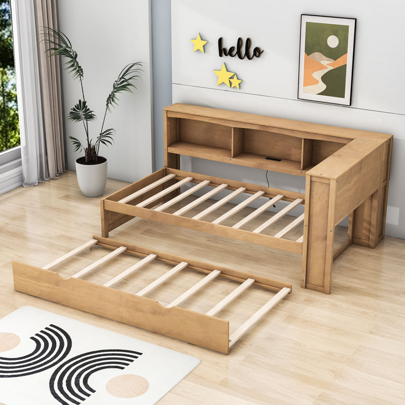 Red Barrel Studio® Andalusia Twin Wood Daybed with Trundle and USB ...