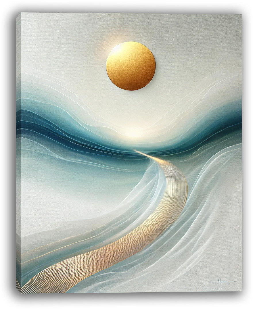 Ebern Designs Golden Horizon Path - Abstract Canvas Wall Art | Wayfair