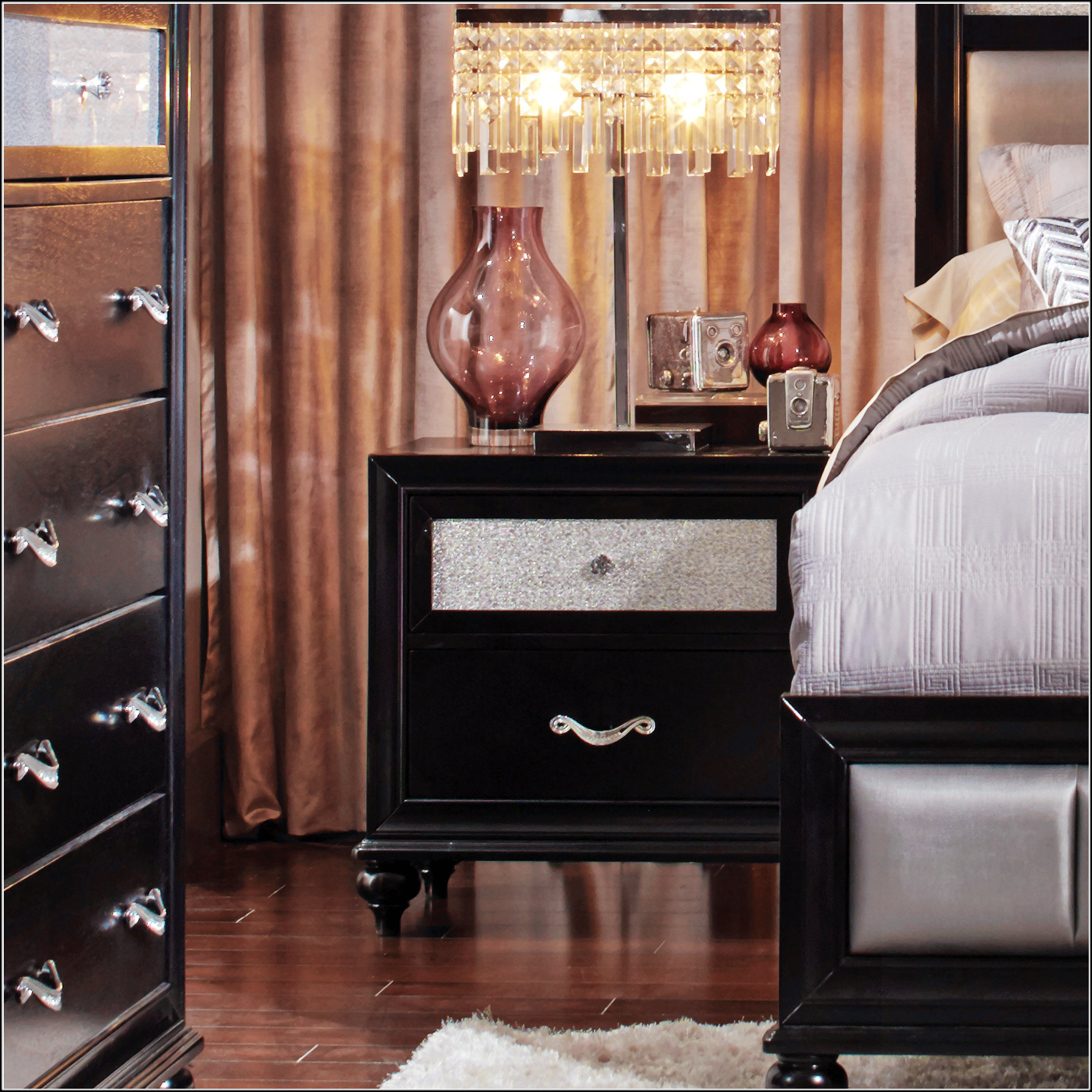 Everly Quinn Gorgeous Nightstand With Glittering Metallic Acrylic ...