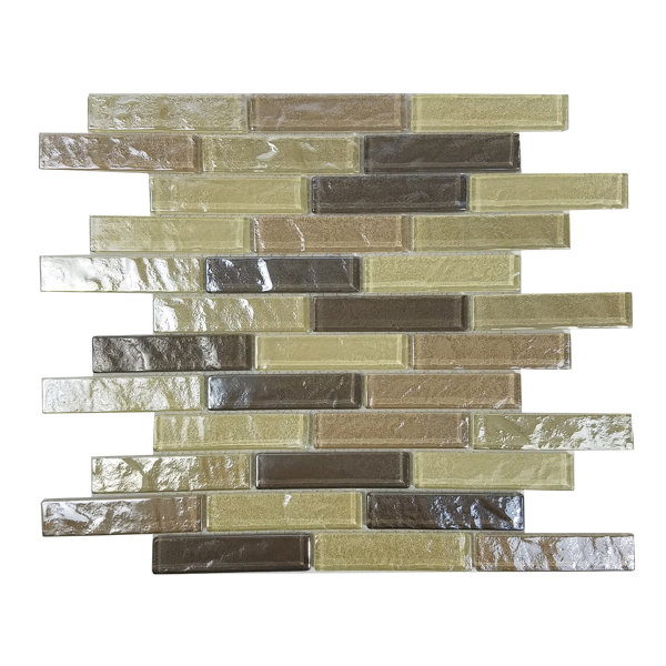Abolos Geo 1 in. x 4 in. Textured Glass Straight Edge Brick Mosaic Wall ...