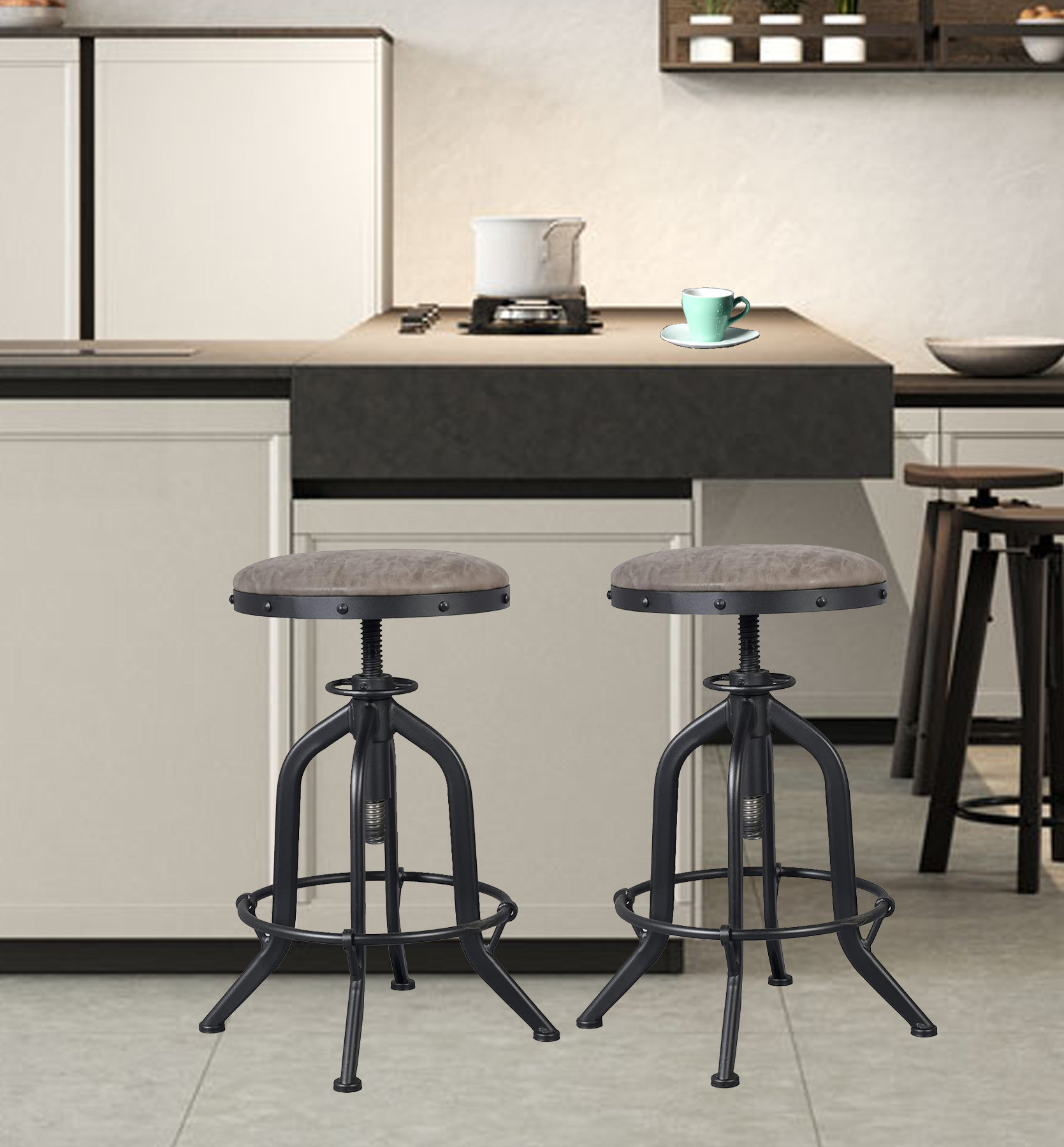 Williston Forge Jawane Swivel Upholstered Adjustable Height Counter ...