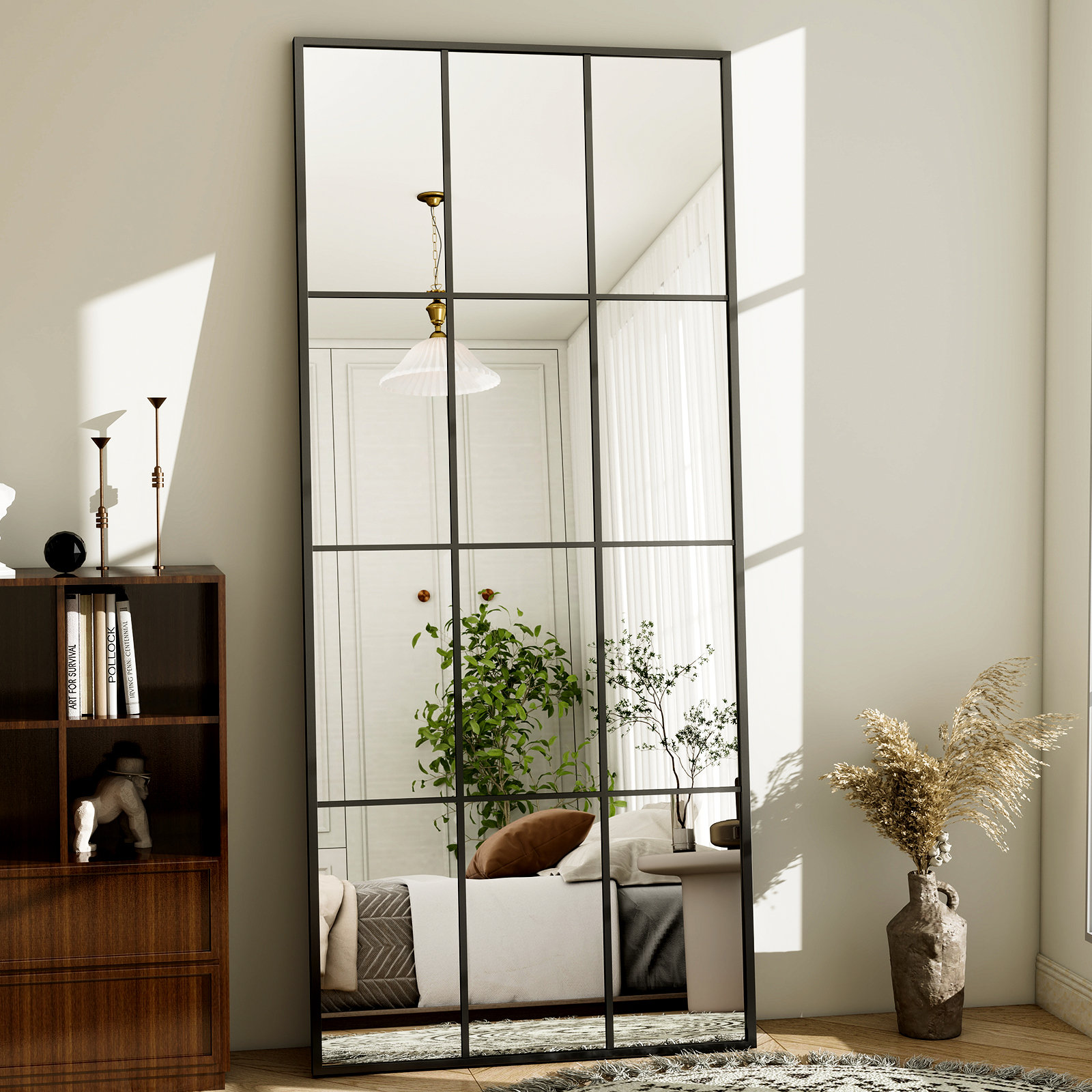 Ebern Designs Gianlucas Window Pane Full Length Mirror Wall Mirror ...