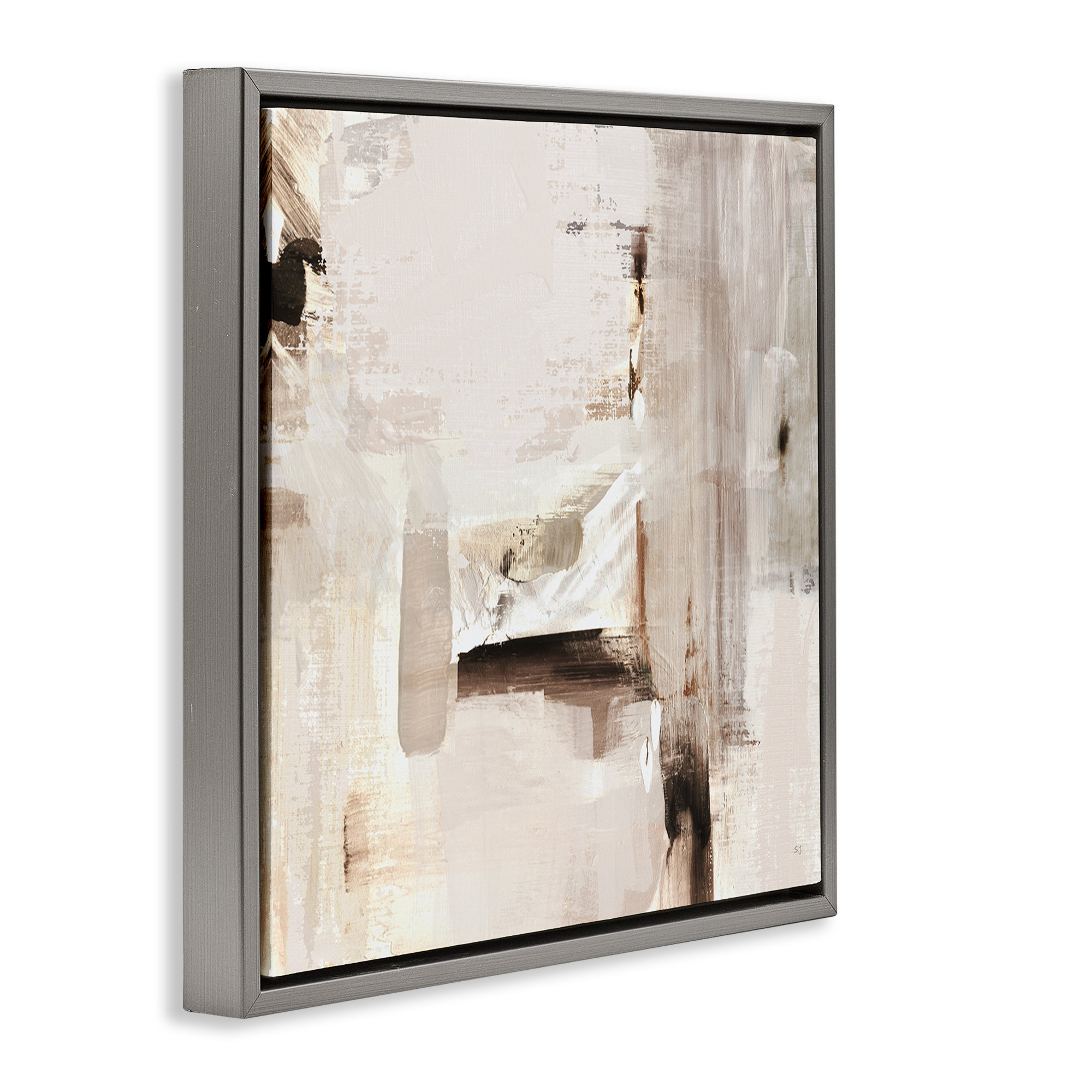 Ivy Bronx Neutral Tone Abstraction Framed Floater Canvas Wall Art by ...