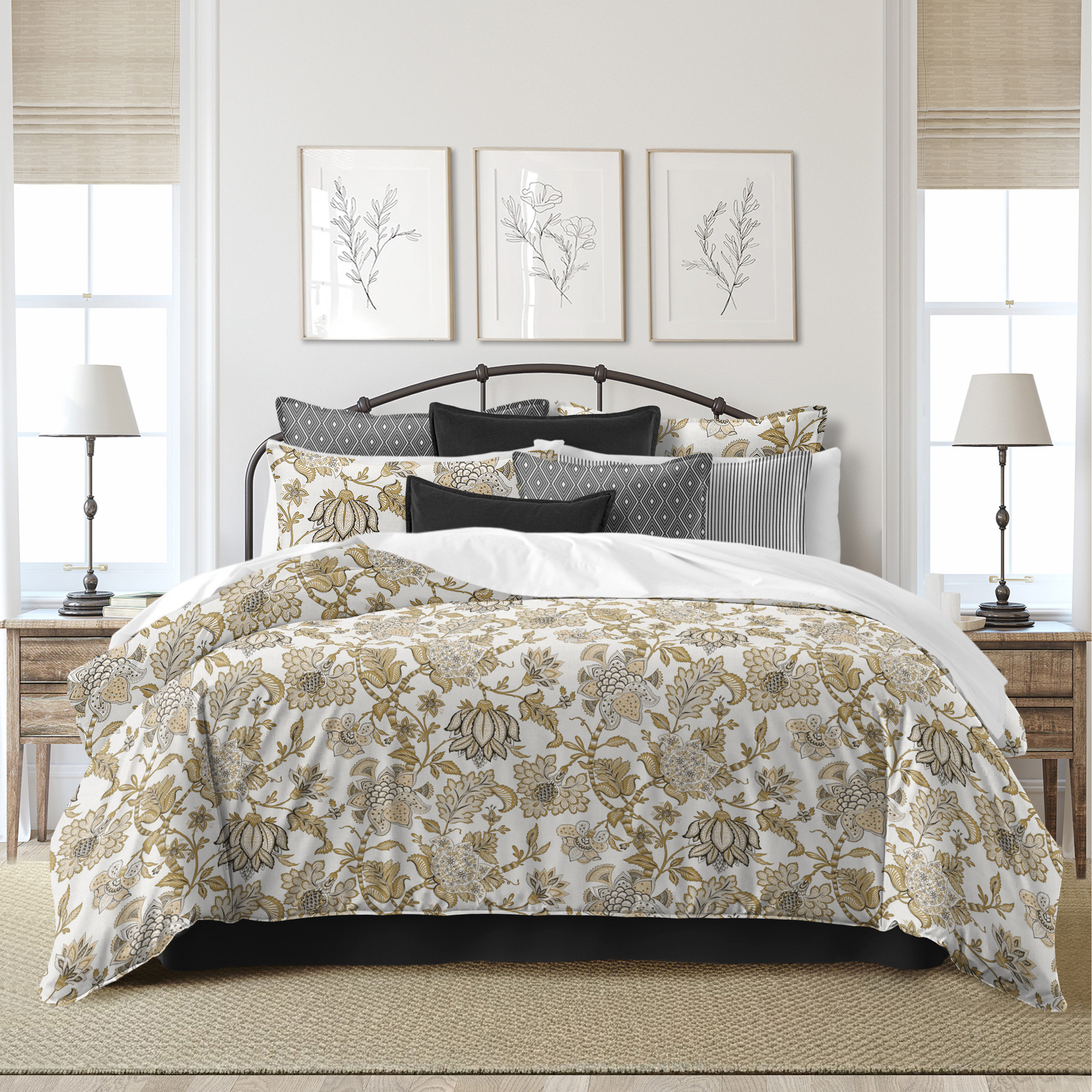 6ix Tailors Fine Linens Bronte Gold Cotton Coverlet Set | Wayfair