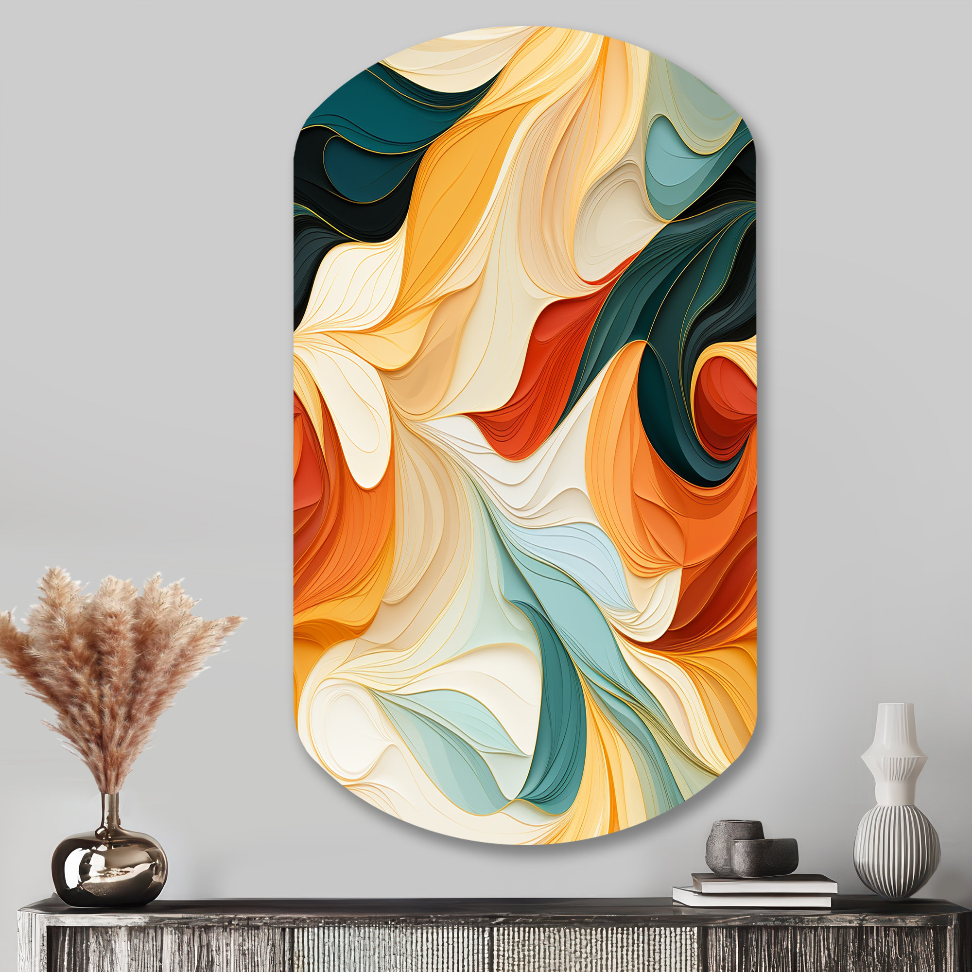 Design Art Multicolor Eclectic Waves Art - Abstract Metal Art In ...