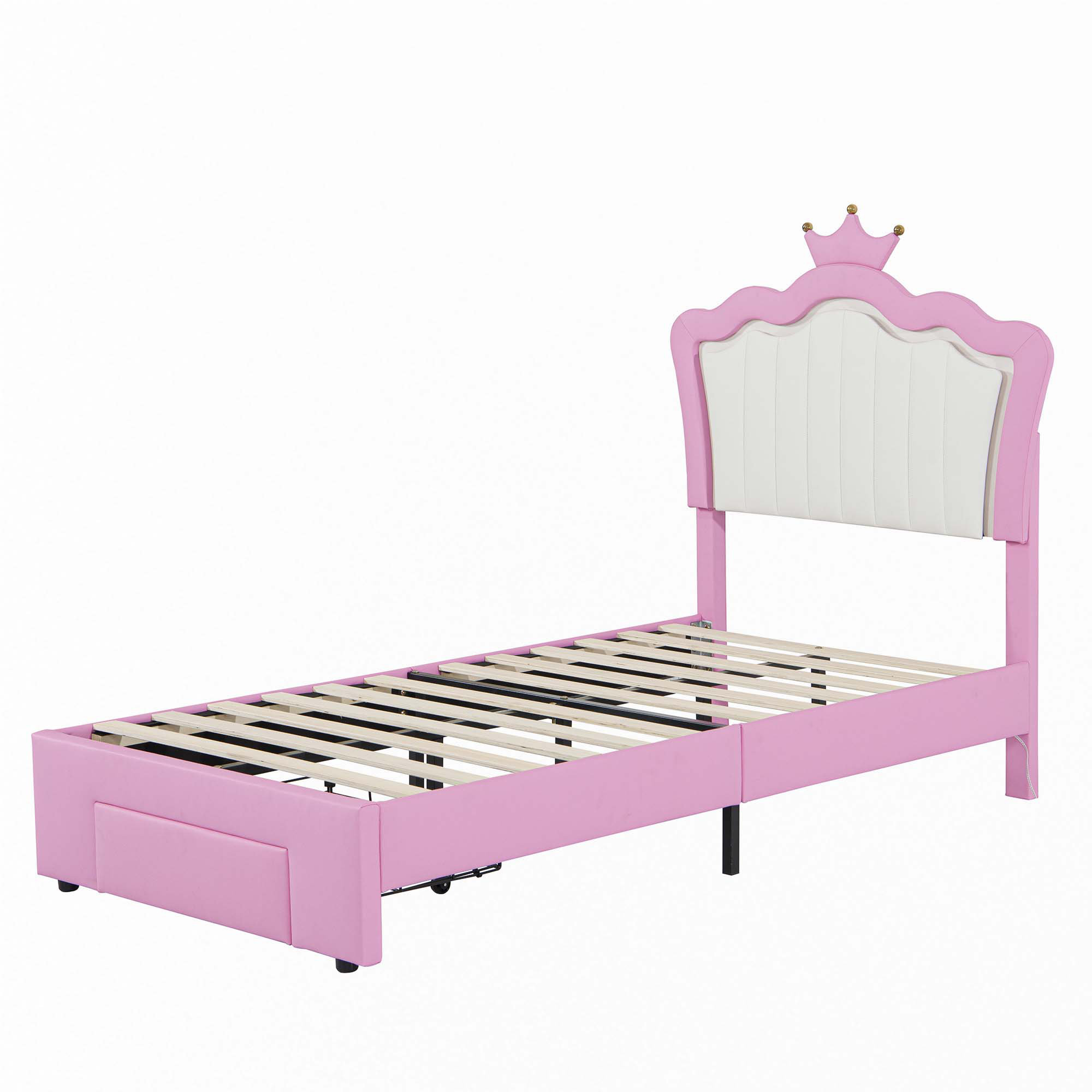 Gemma Violet Princess Bed Frame With LED Lights And 2 Drawers | Wayfair