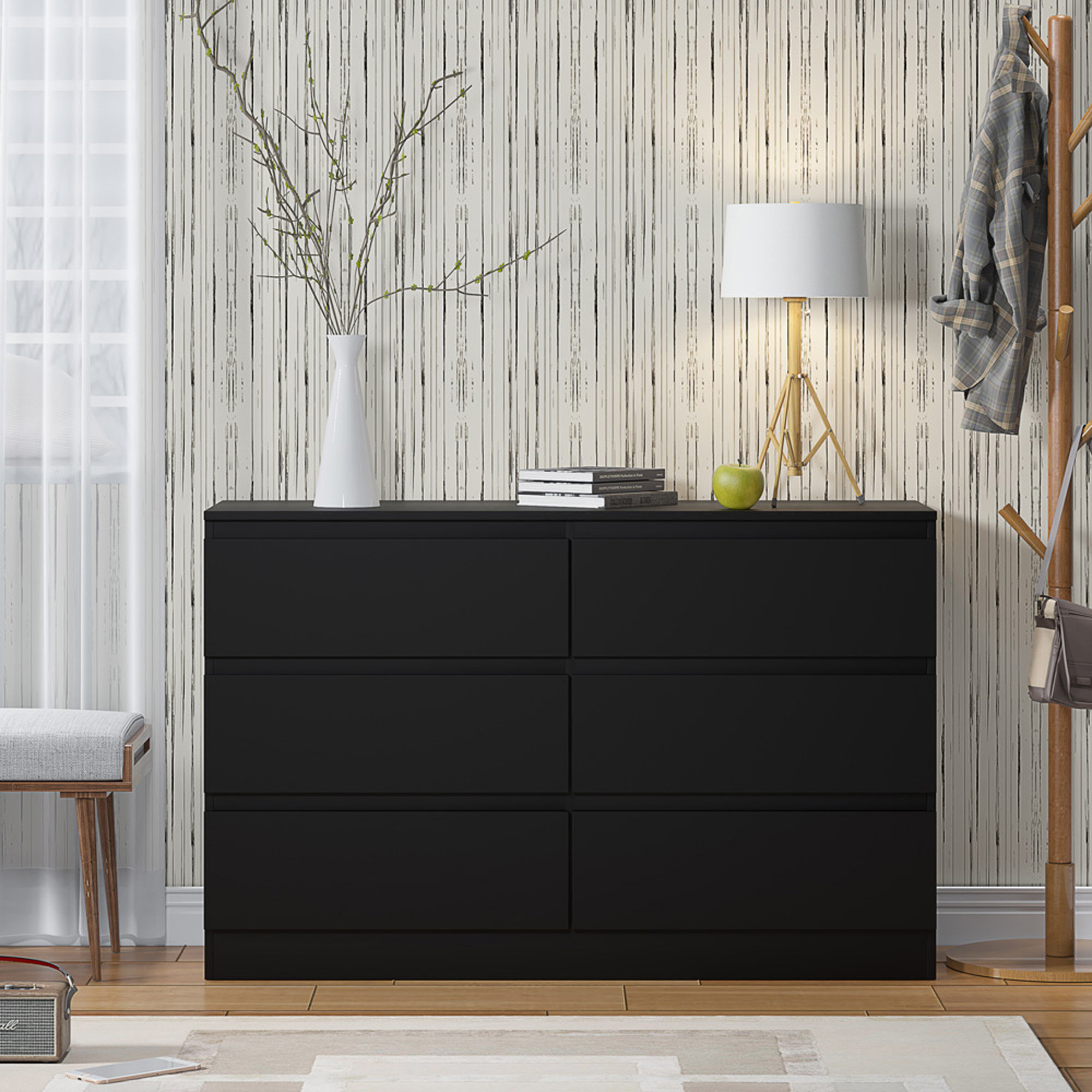Zipcode Design Carlton 6 Drawer Double Dresser - 3+3 Configuration ...