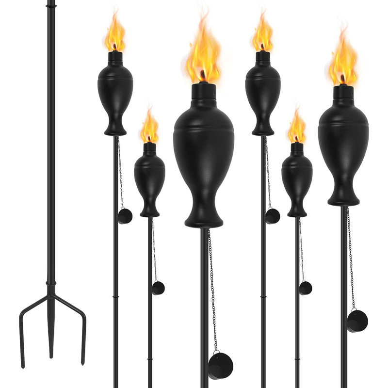 JASODI 6 Pack Metal Torches for Outside, Upgraded Metal Torches with 3 ...