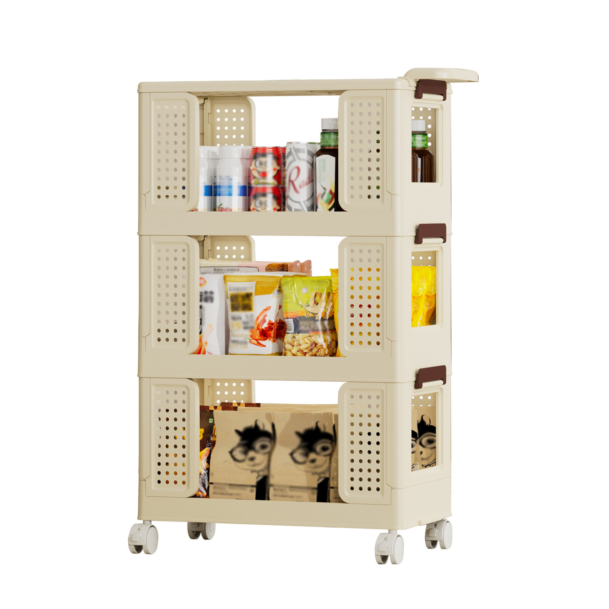 Ebern Designs 3-Tier Kitchen Storage Cart,Multifunction Utility Rolling ...