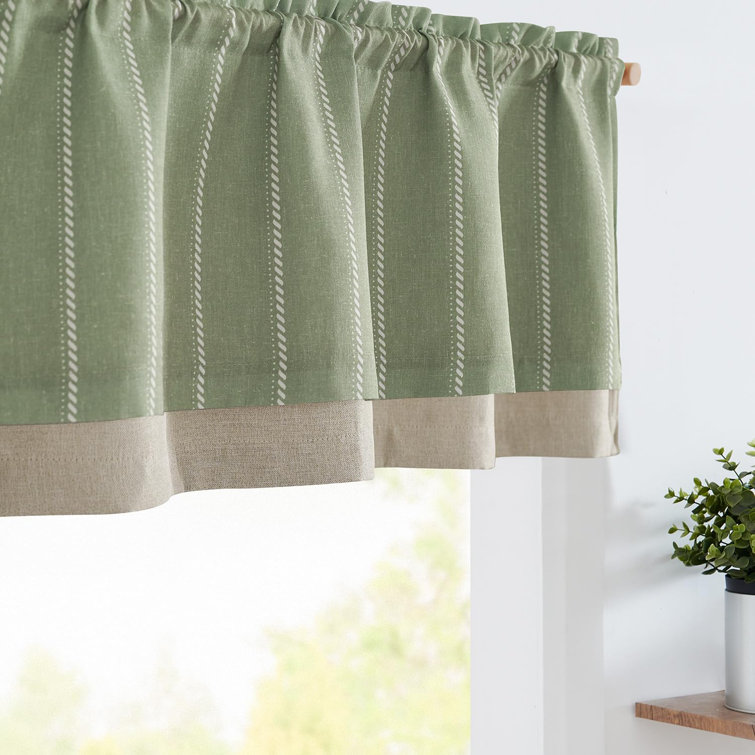 Gracie Oaks Linen Striped Valance Curtain Farmhouse Double Layer ...