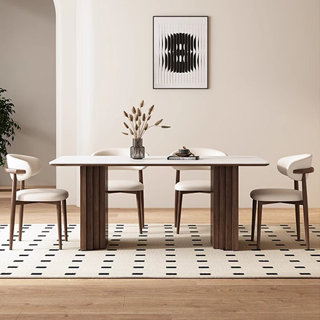 ComfySofa.s White wax wood stone board dining table and chair | Wayfair