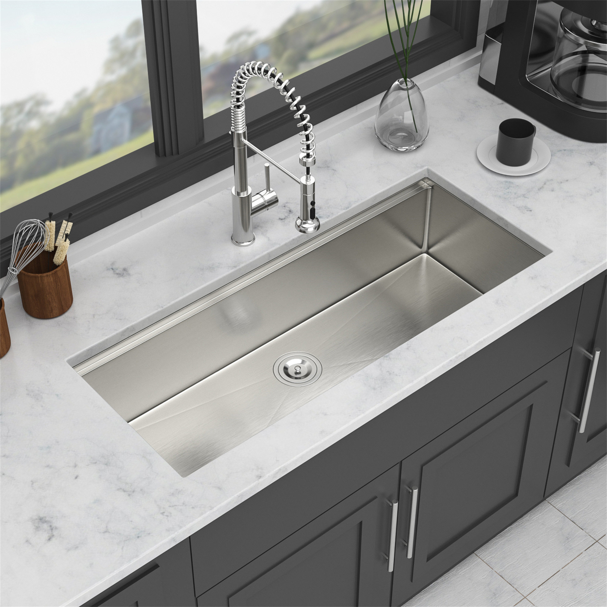 Ceballos 45X19 Inch Single Bowl Undermount Workstation Kitchen Sink ...