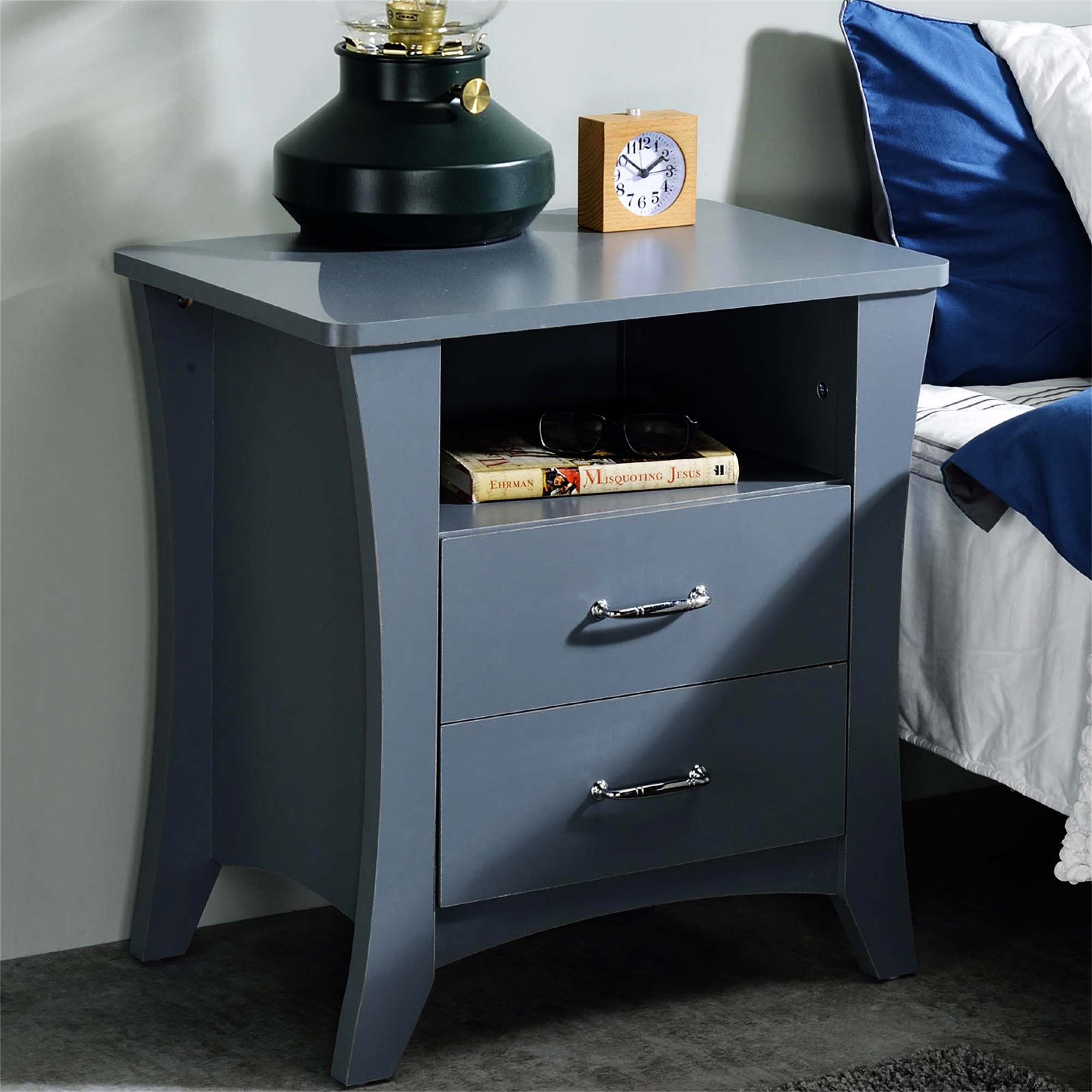 Lark Manor™ Nightstand With Top Open Compartment And 2 Drawers | Wayfair