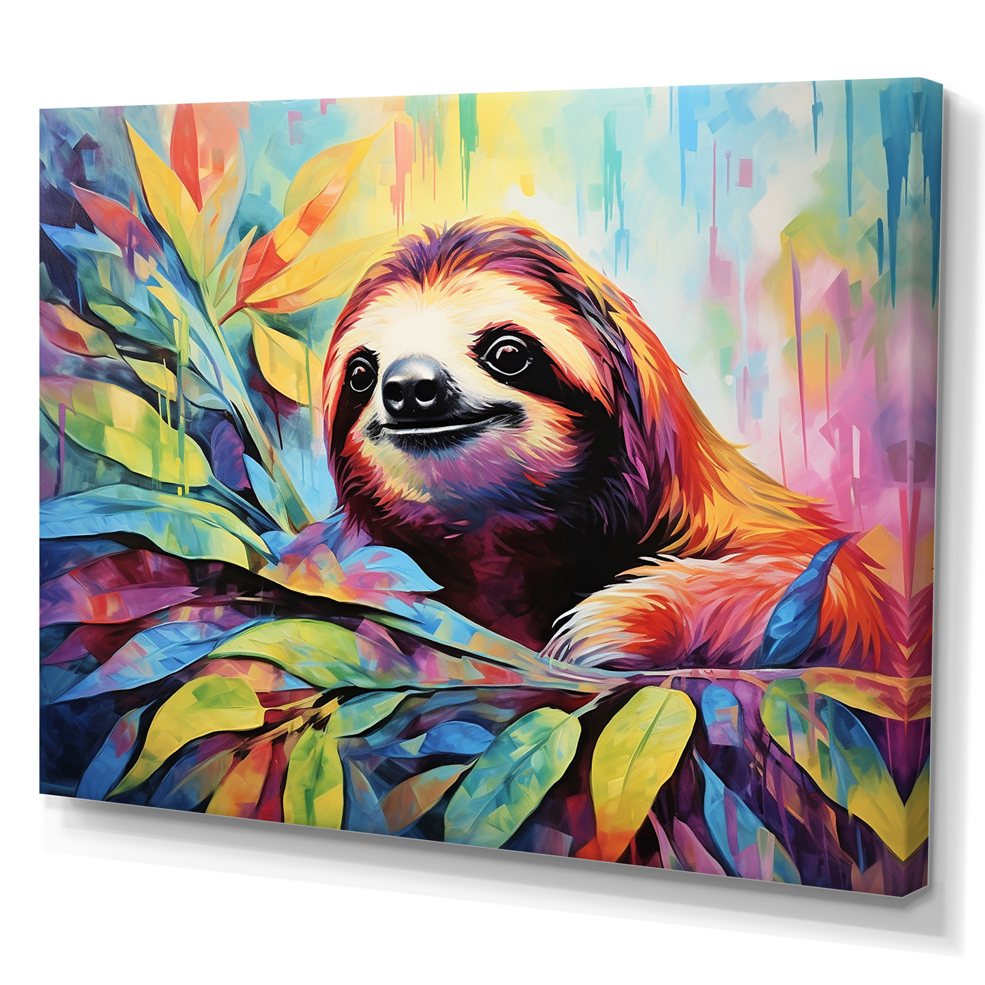 Design Art Colourful Pop Art Sloth - Sloth Canvas Art Print - Wayfair ...