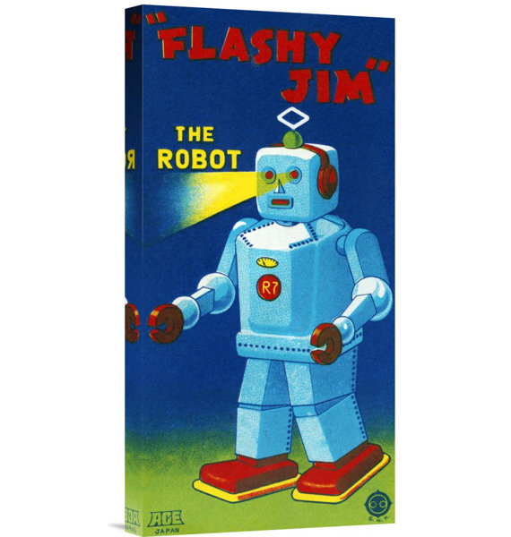 Global Gallery Flashy Jim - The Robot On Canvas by Retrobot Print | Wayfair