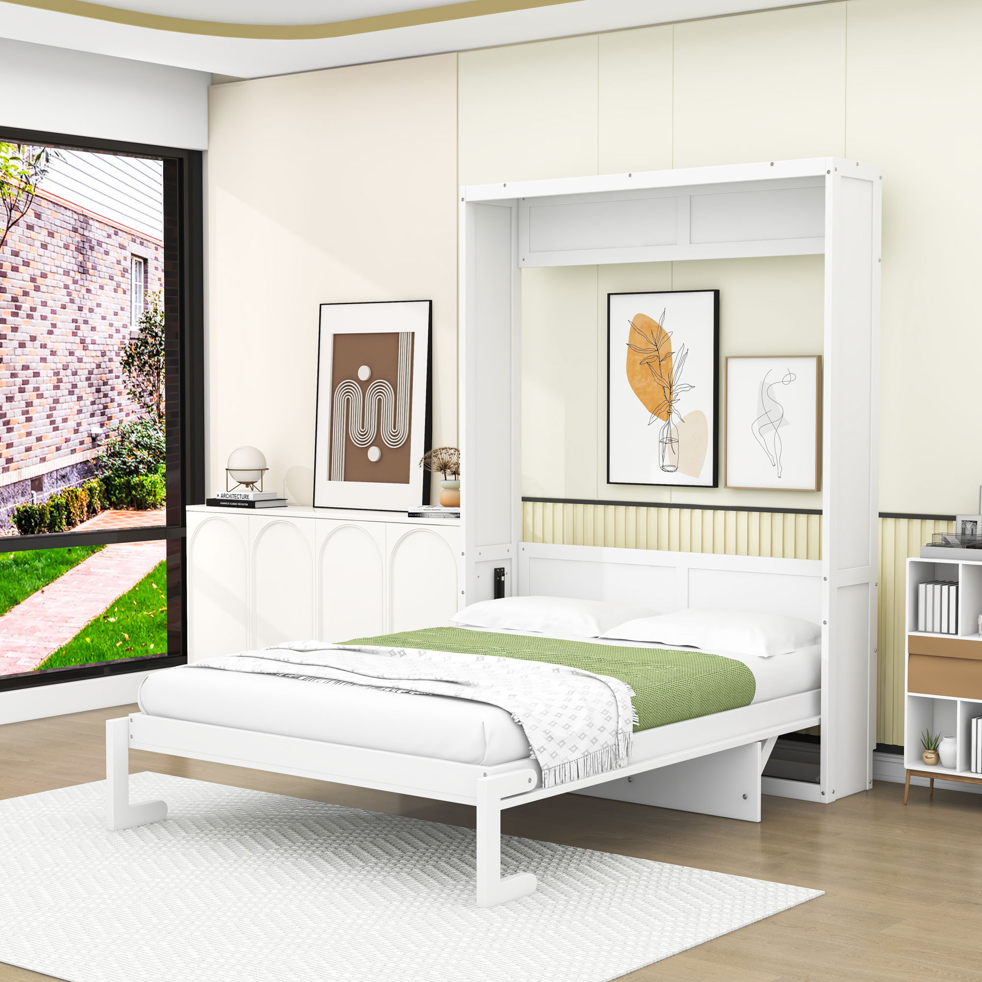 Latitude Run® Wooden Murphy Bed with Headboard and Desk | Wayfair