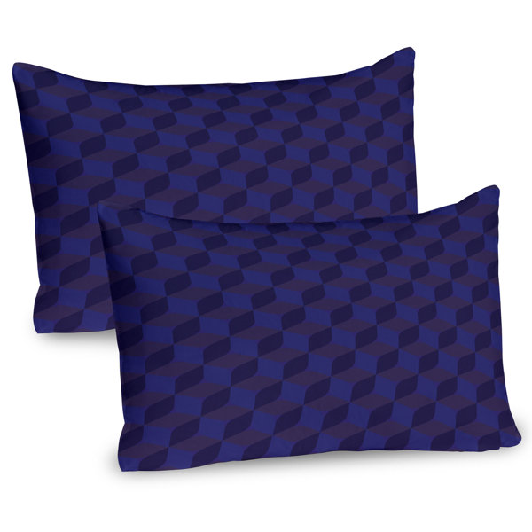 Ambesonne Dark Blue Pillow Sham 2 Pack Indigo 3D Paint Cubes Dark Blue ...