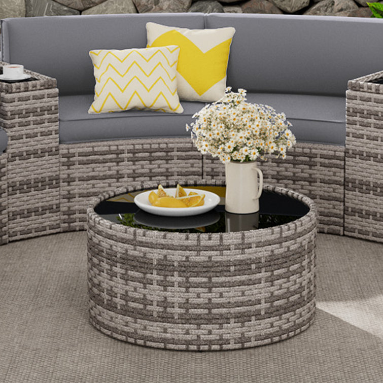 Latitude Run® Handwoven Wicker Outdoor Round Coffee Table | Wayfair