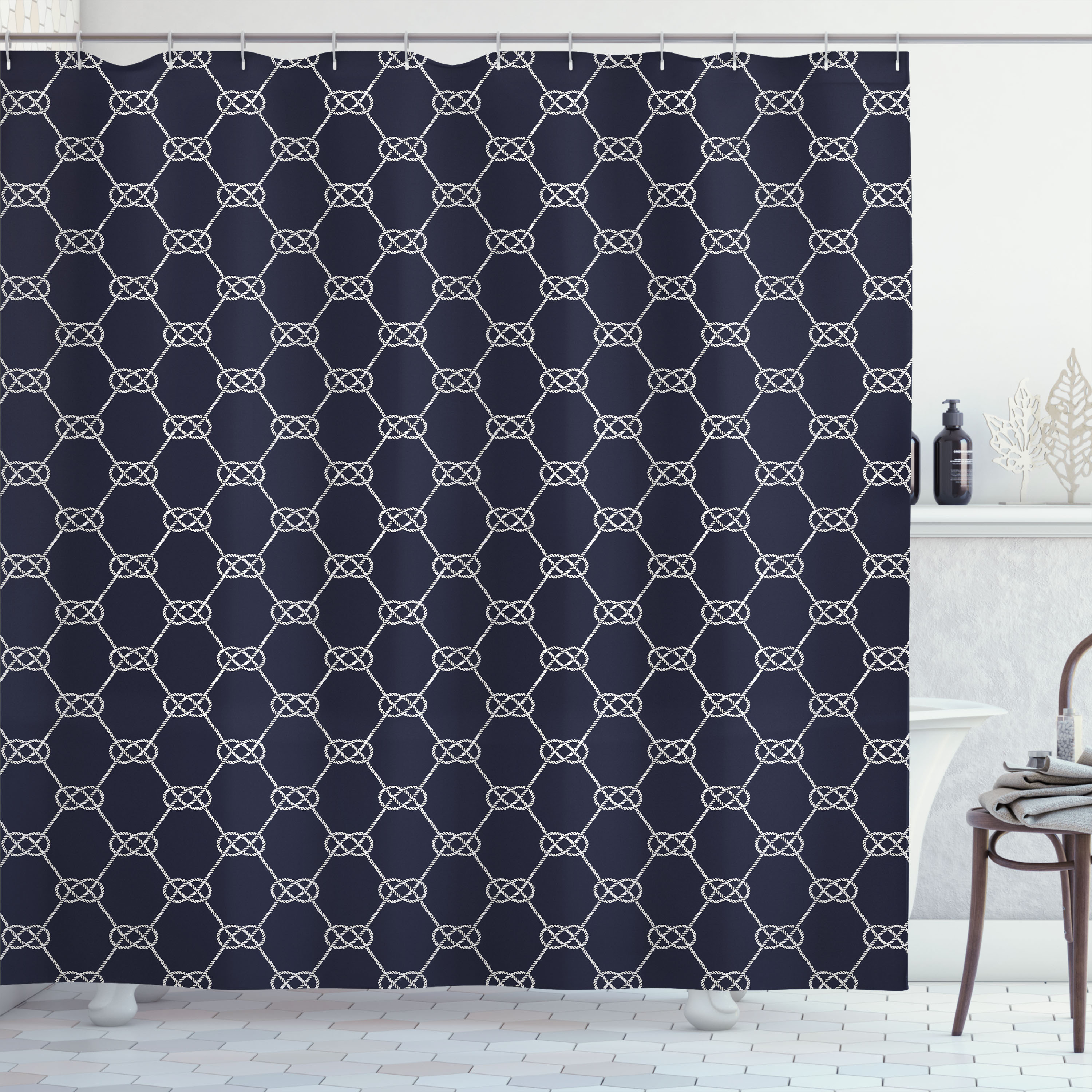 East Urban Home Navy Blue Shower Curtain Navy Inspired Knot Dark Blue ...