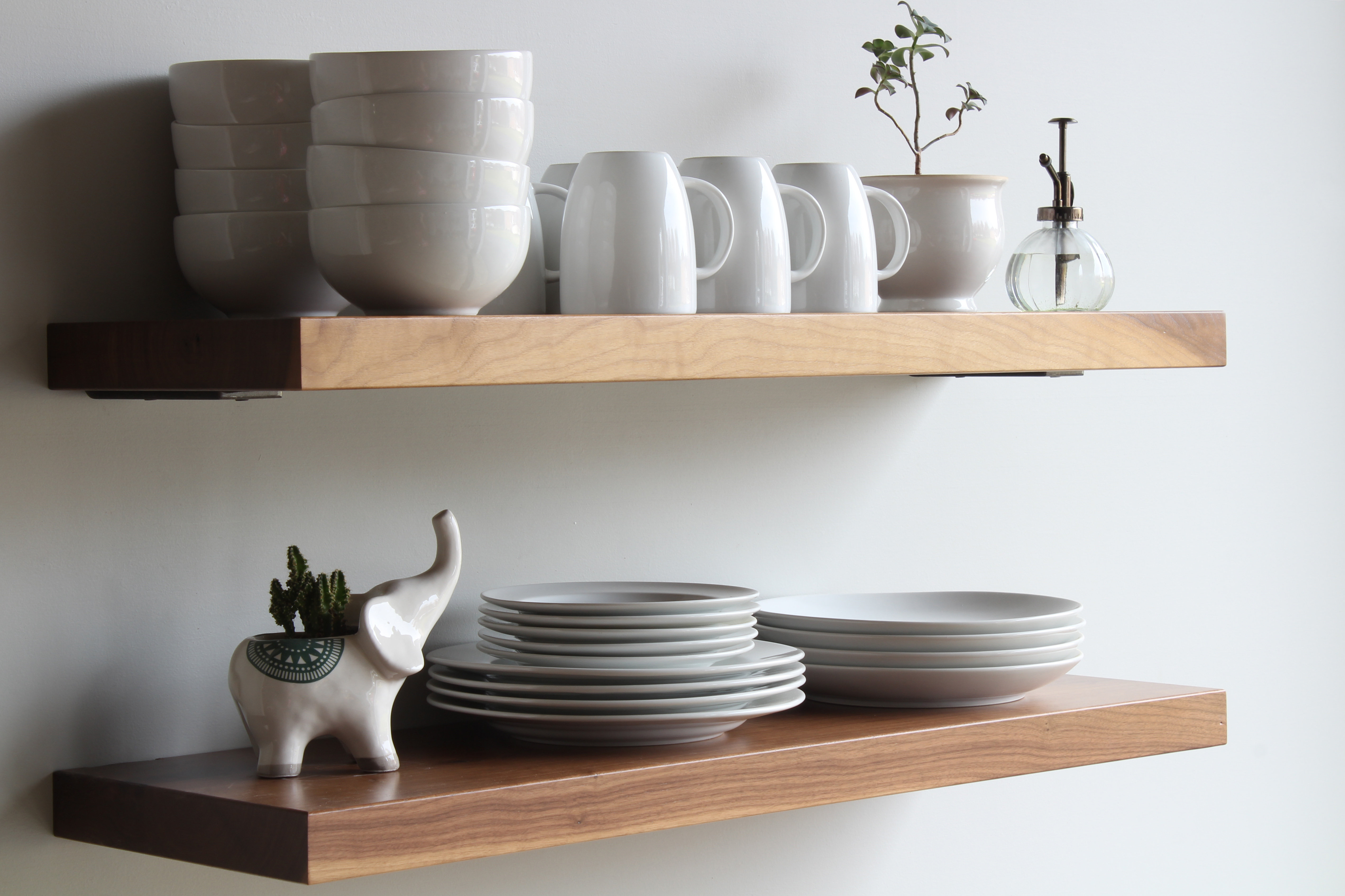 Urban Legacy 2 Piece Walnut Solid Wood Floating Shelf - Wayfair Canada