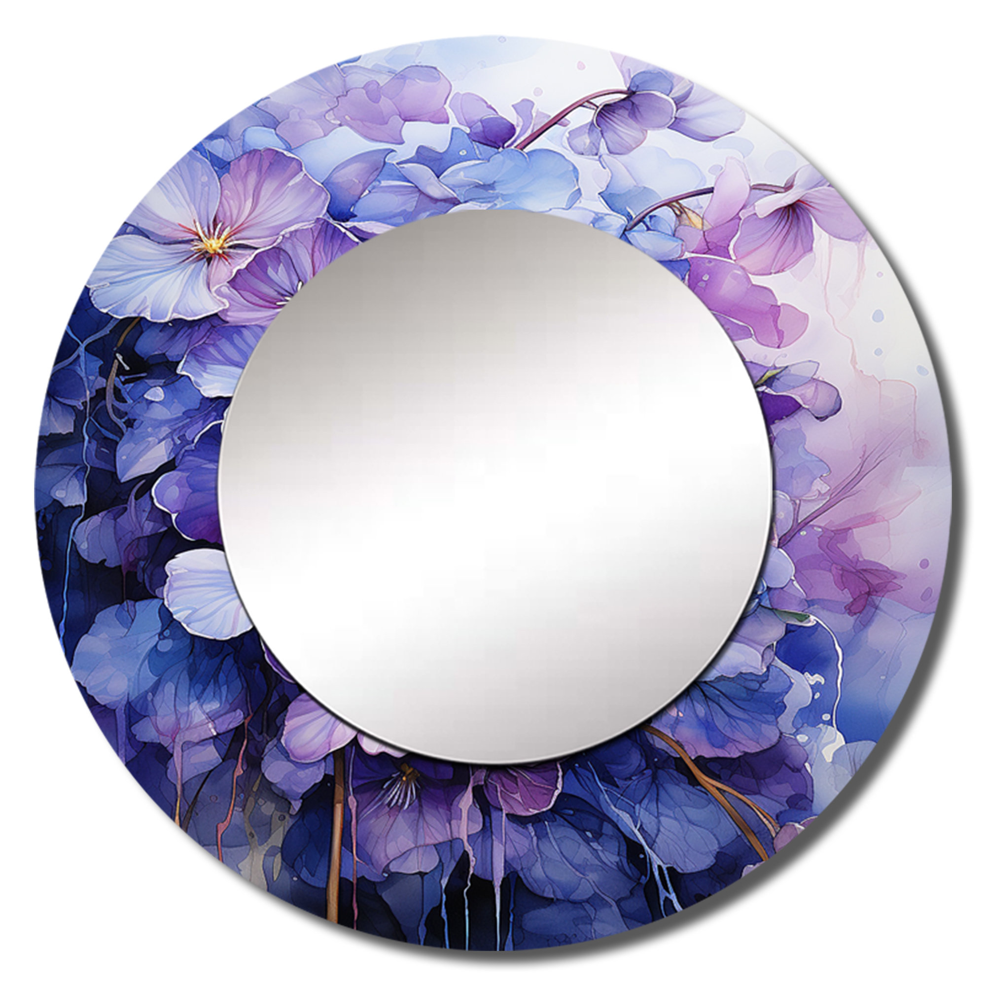 East Urban Home Lavender Mystery Blooms I - Violets Round Mirror Wall ...