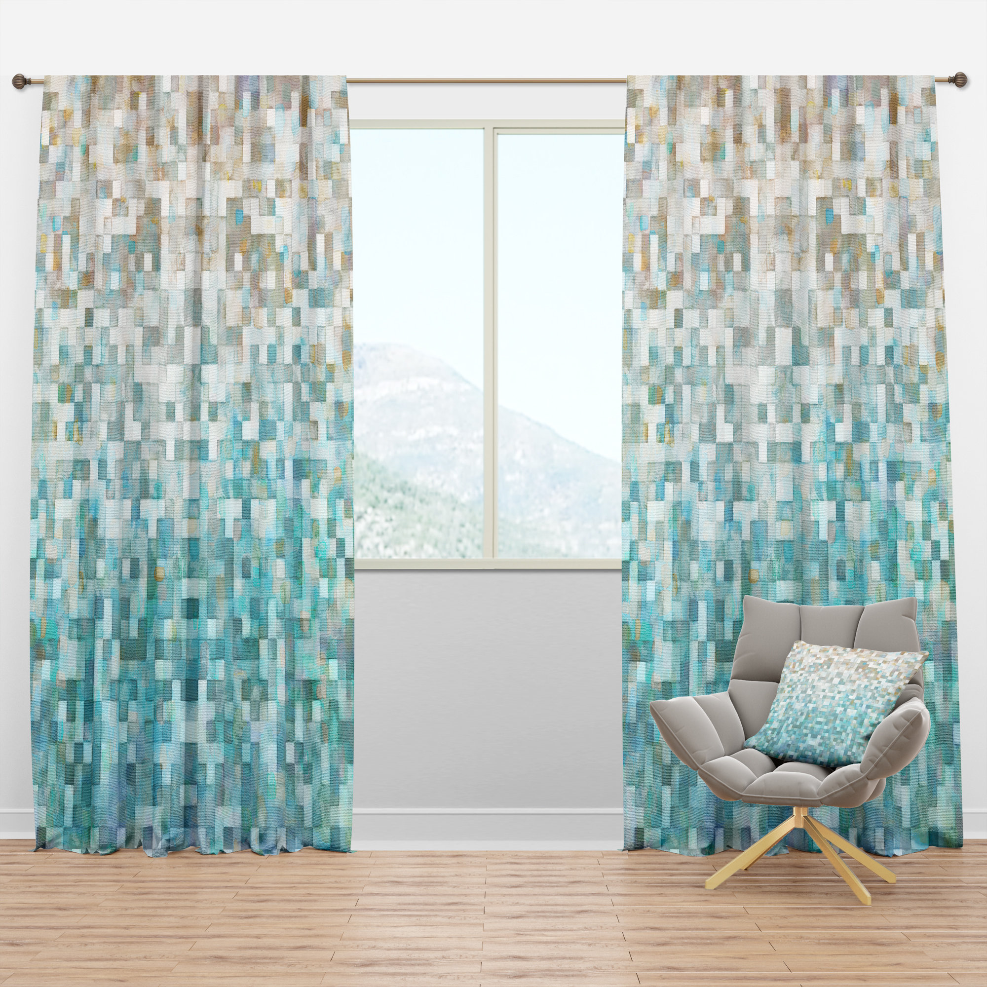 East Urban Home Blocked Abstract II - Modern Curtain - Velvet Room ...