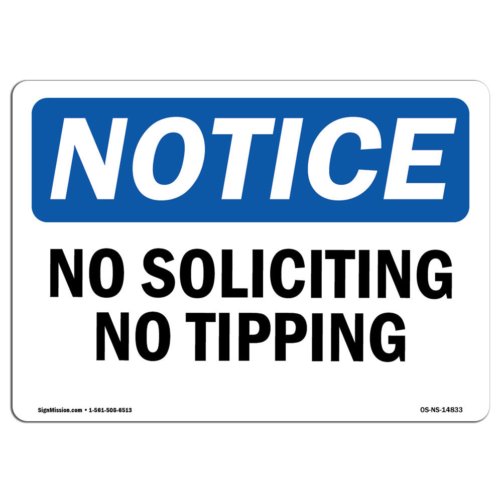 SignMission Osha Notice - No Soliciting or Tipping Sign | Wayfair