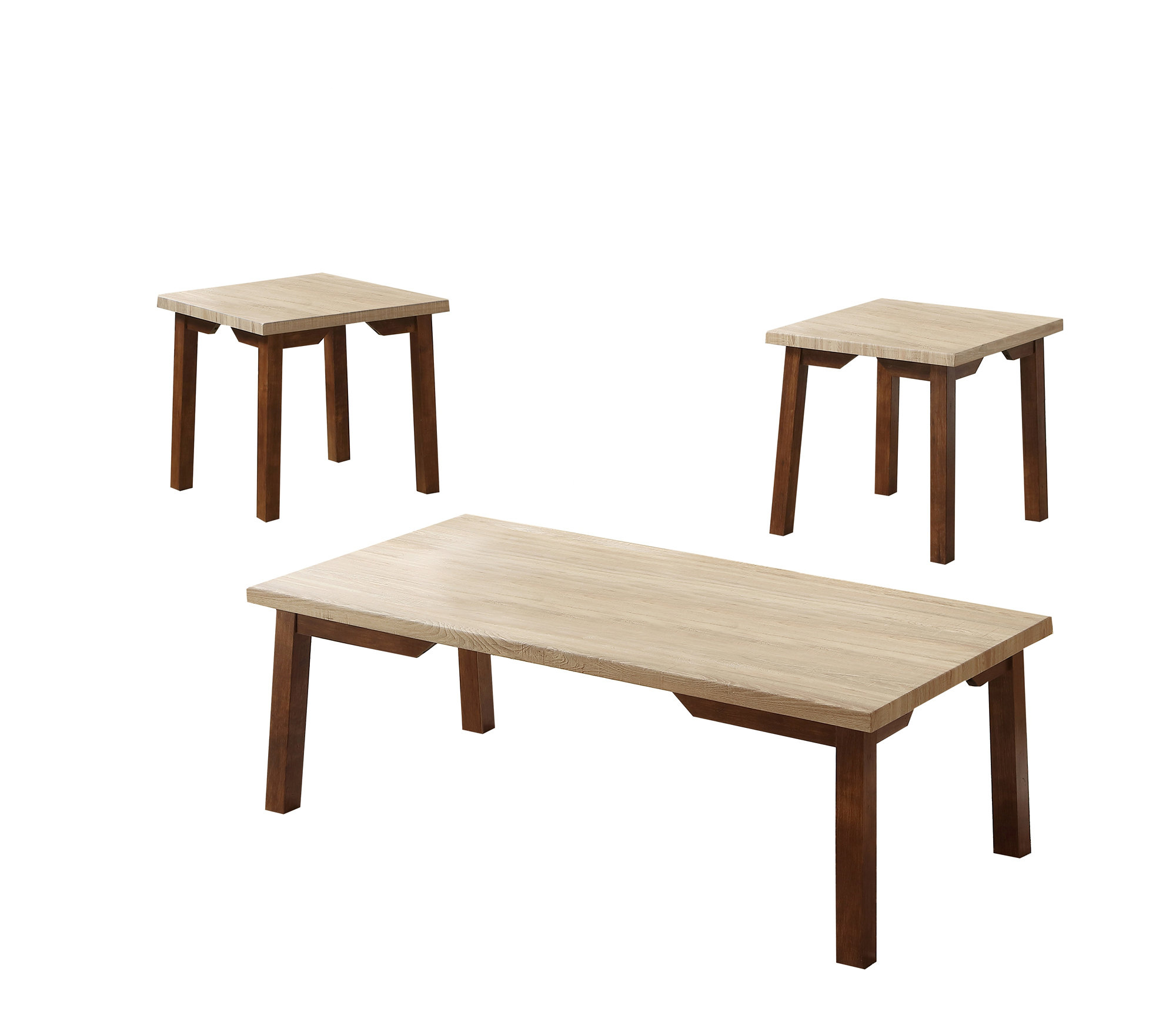 Latitude Run® 3PC Coffee Table Set with Light Wood Finish and Dark Legs ...