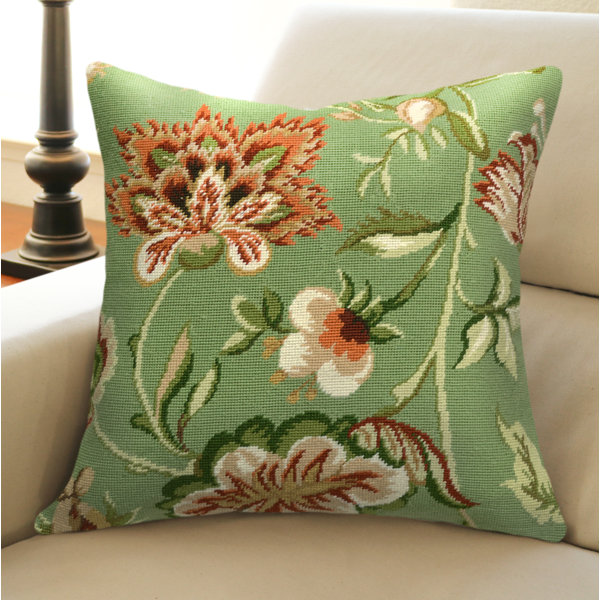 123 Creations Floral Embroidered Wool Throw Pillow & Reviews - Wayfair ...