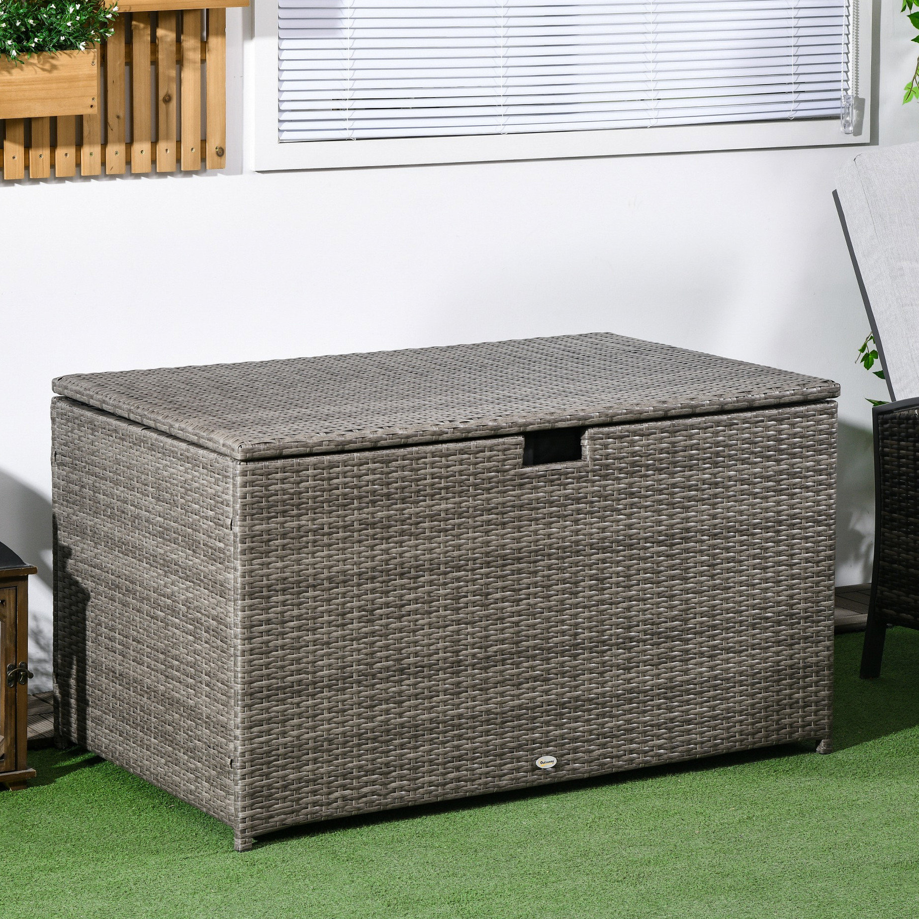 fengshu 113 Gallon Patio Container - Waterproof Deck Box, Gray Outdoor ...