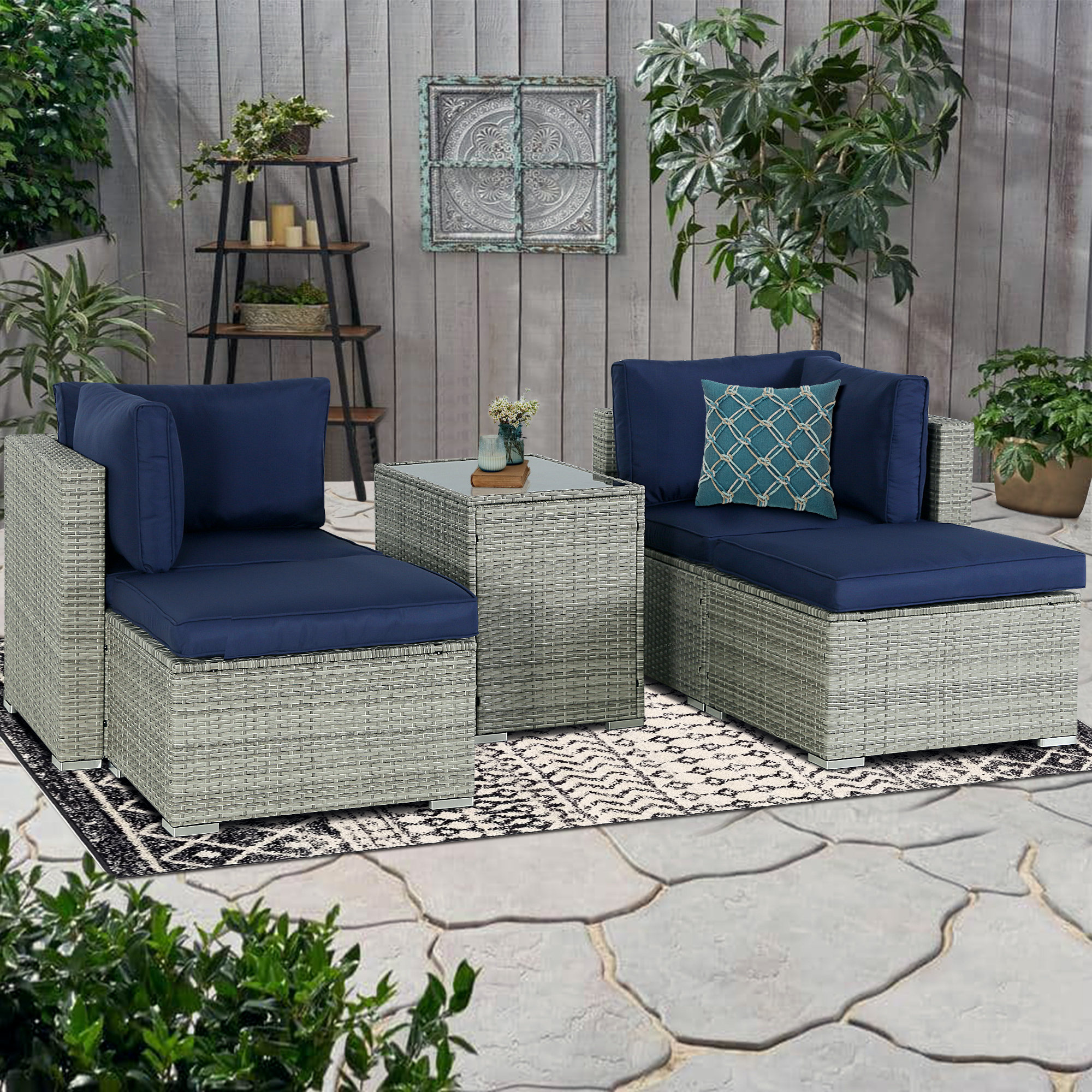 Ebern Designs Bricher 4 - Person Outdoor Patio Wicker Seating Group ...