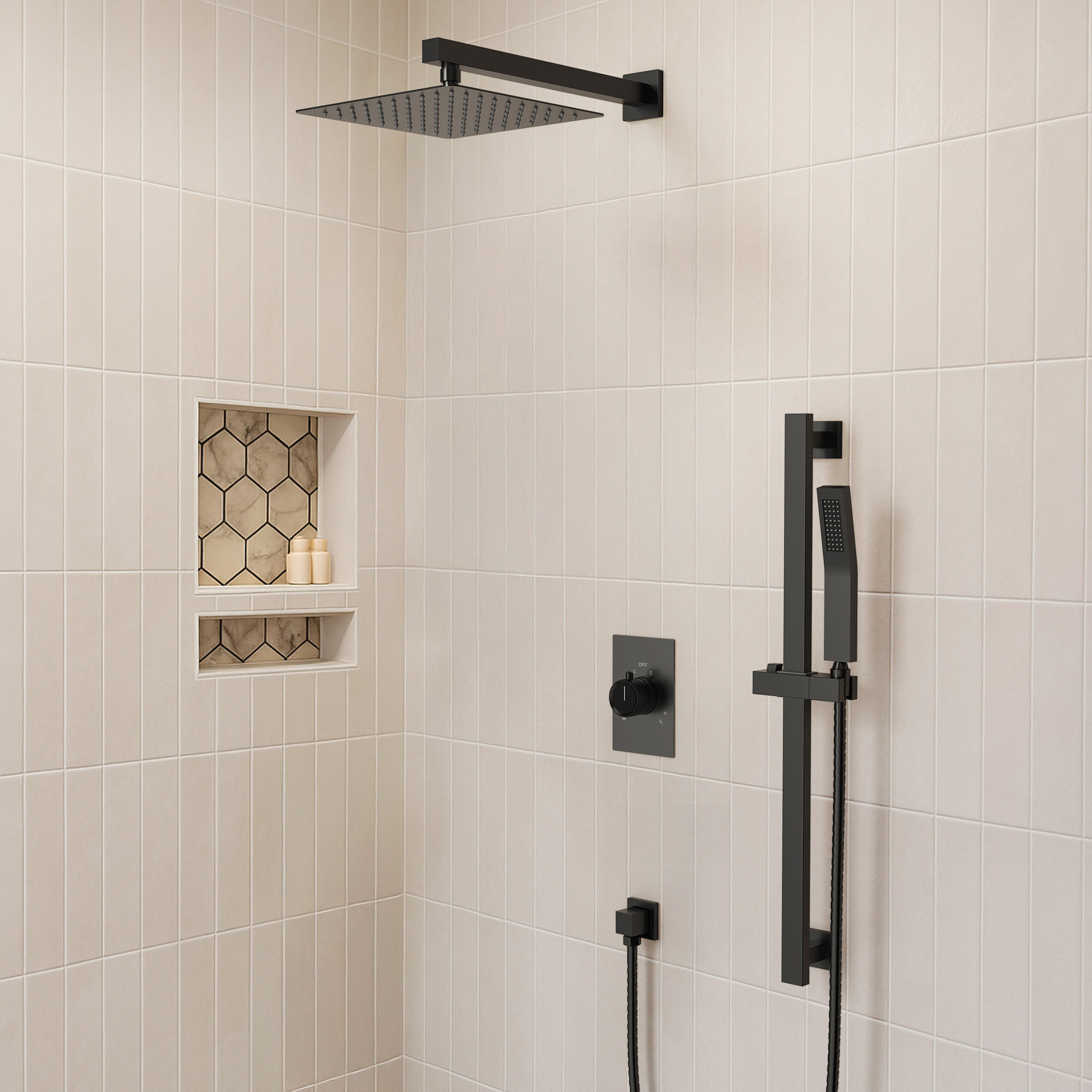 EVERSTEIN RainfallCascade Pressure Balanced Complete Shower System, 10 ...