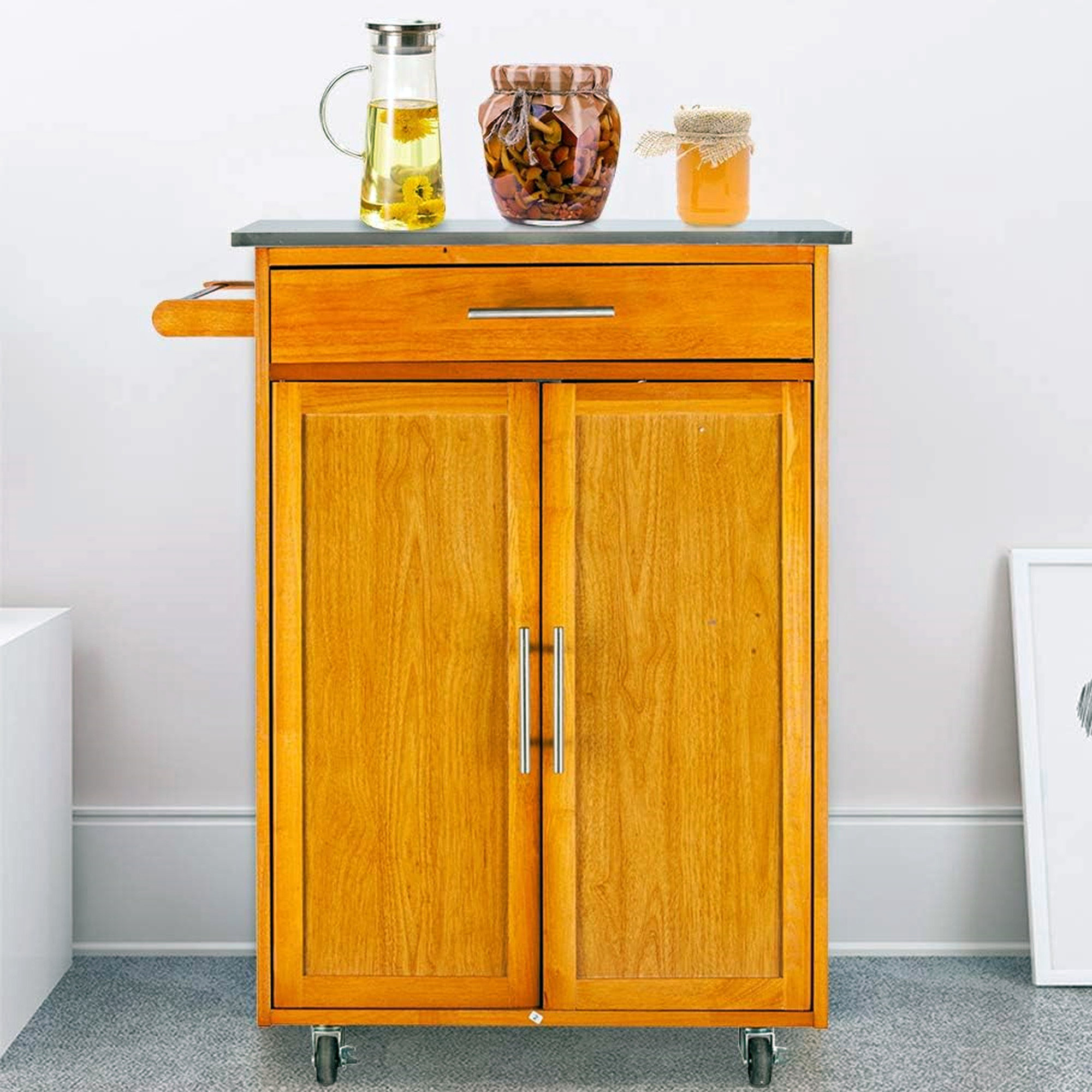 Ophelia & Co. Kitchen Island Storage Cabinet On Wheels Rolling Wood ...