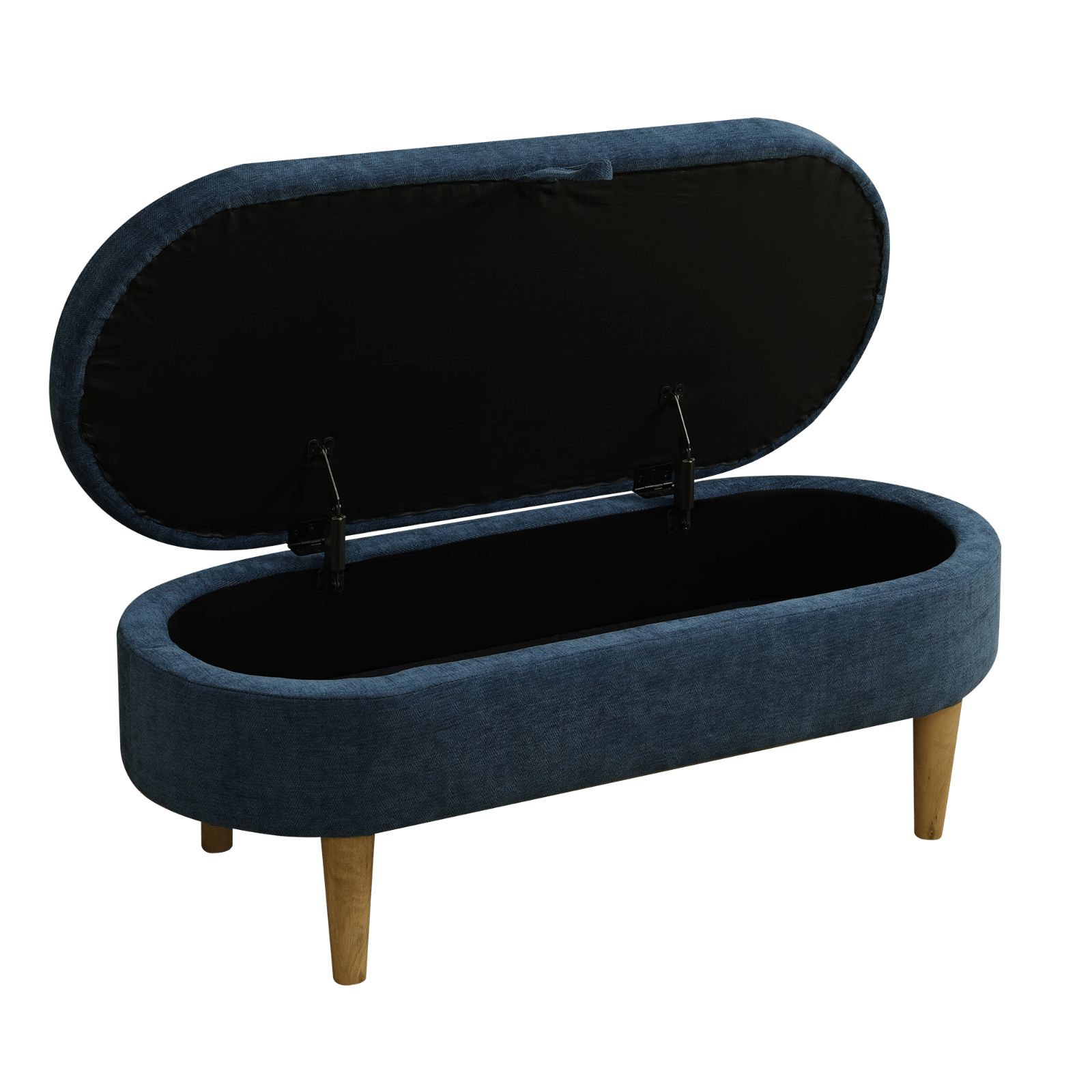 George Oliver 44" Blue Fur Cloth Ottoman – Plush Living Room Footrest ...