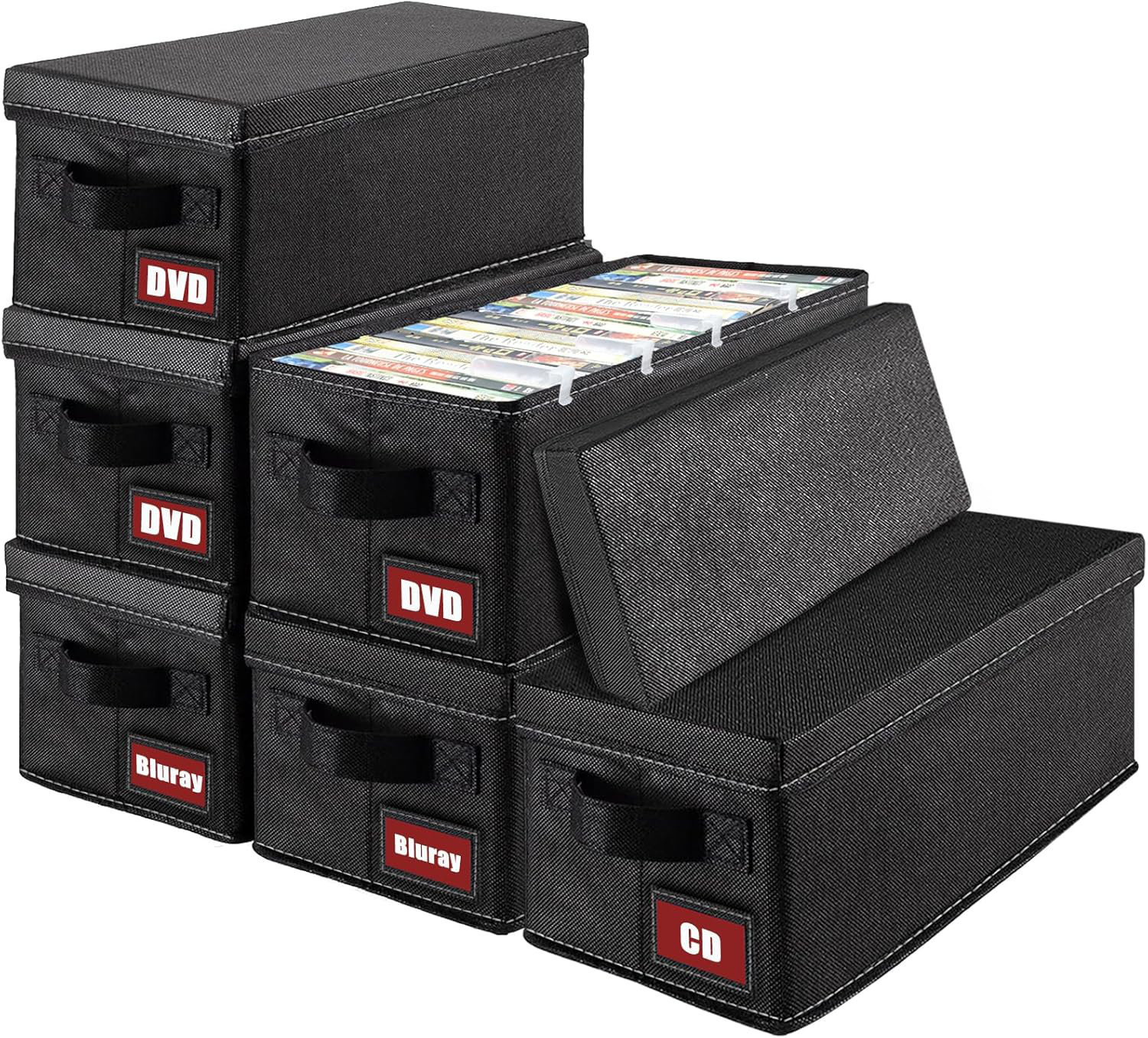 Latitude Run® DVD Storage Boxes, 6P Larger DVD Storage Cases with Lid ...