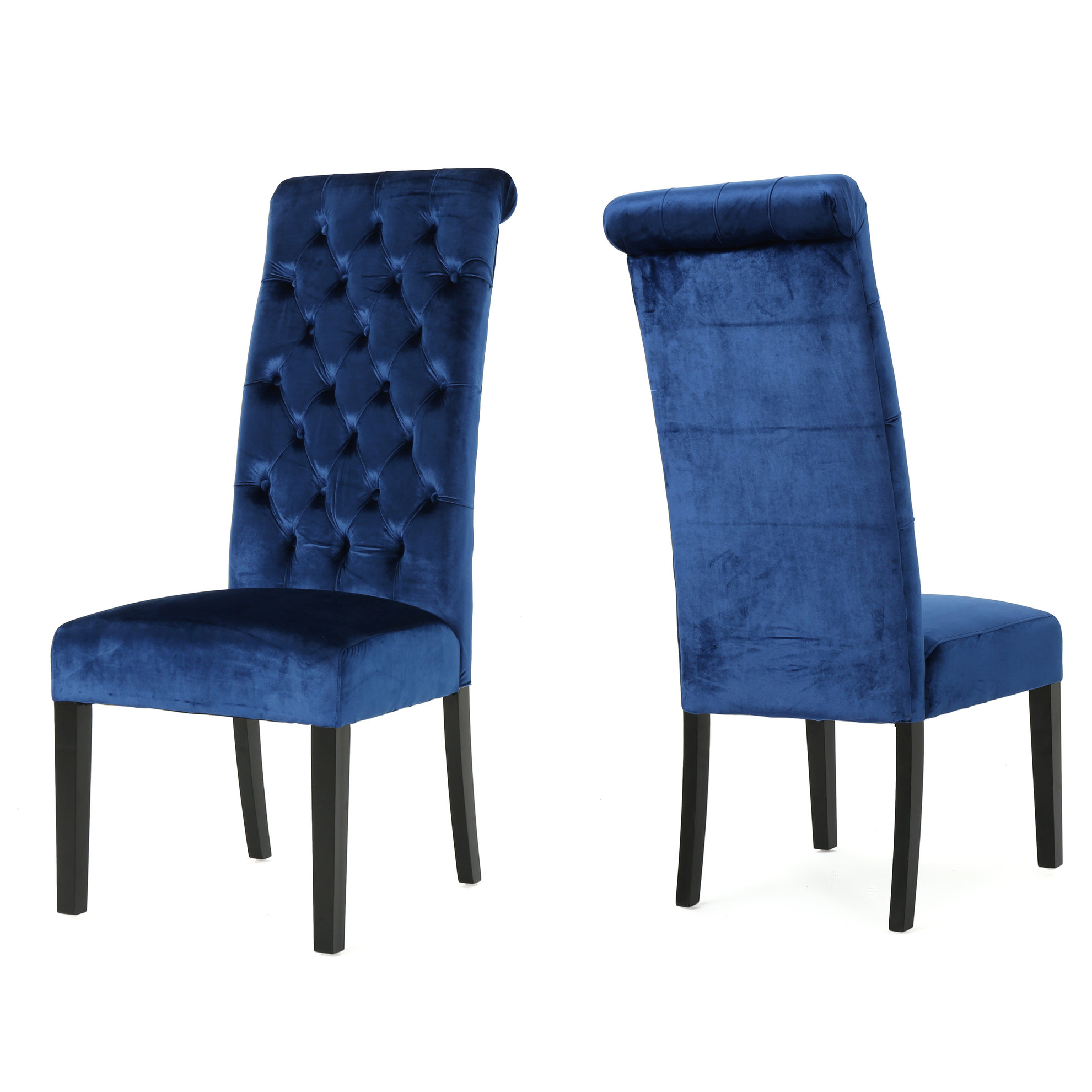 Hokku Designs Hi-Back Kd Dining Chair (2 Pieces) - Navy Velvet Back ...