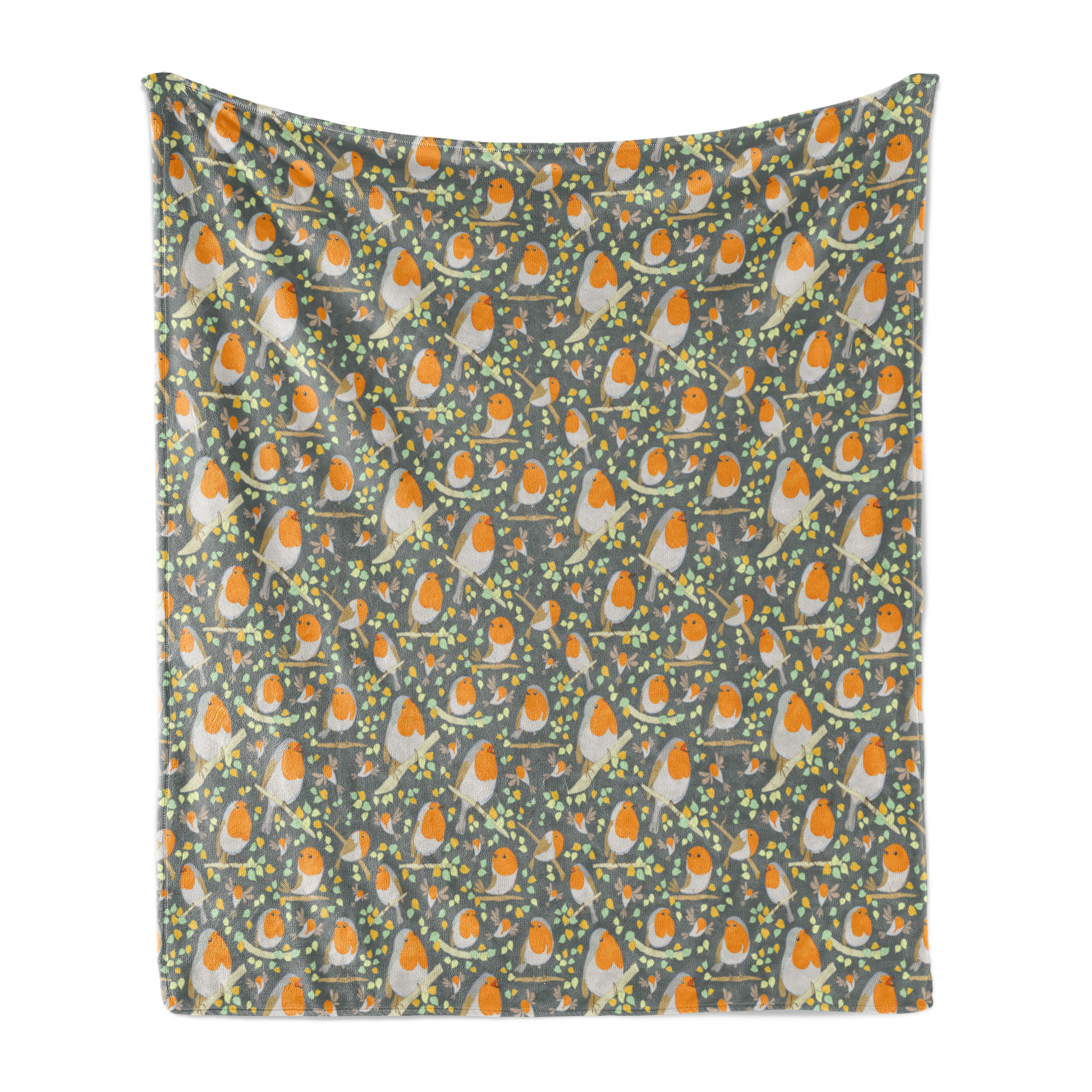 Ambesonne Birds Fleece Throw Blanket Style Robin Cartoon Multicolor ...