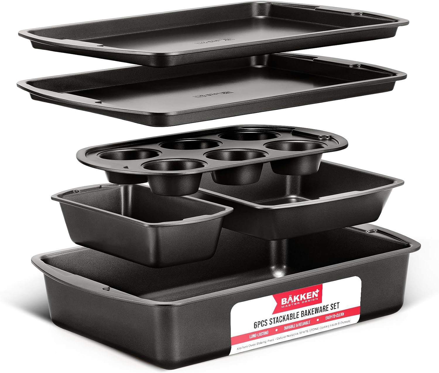 Lifemaster Bakken Swiss - Bakeware Set – 6 Piece – Stackable, Deluxe ...
