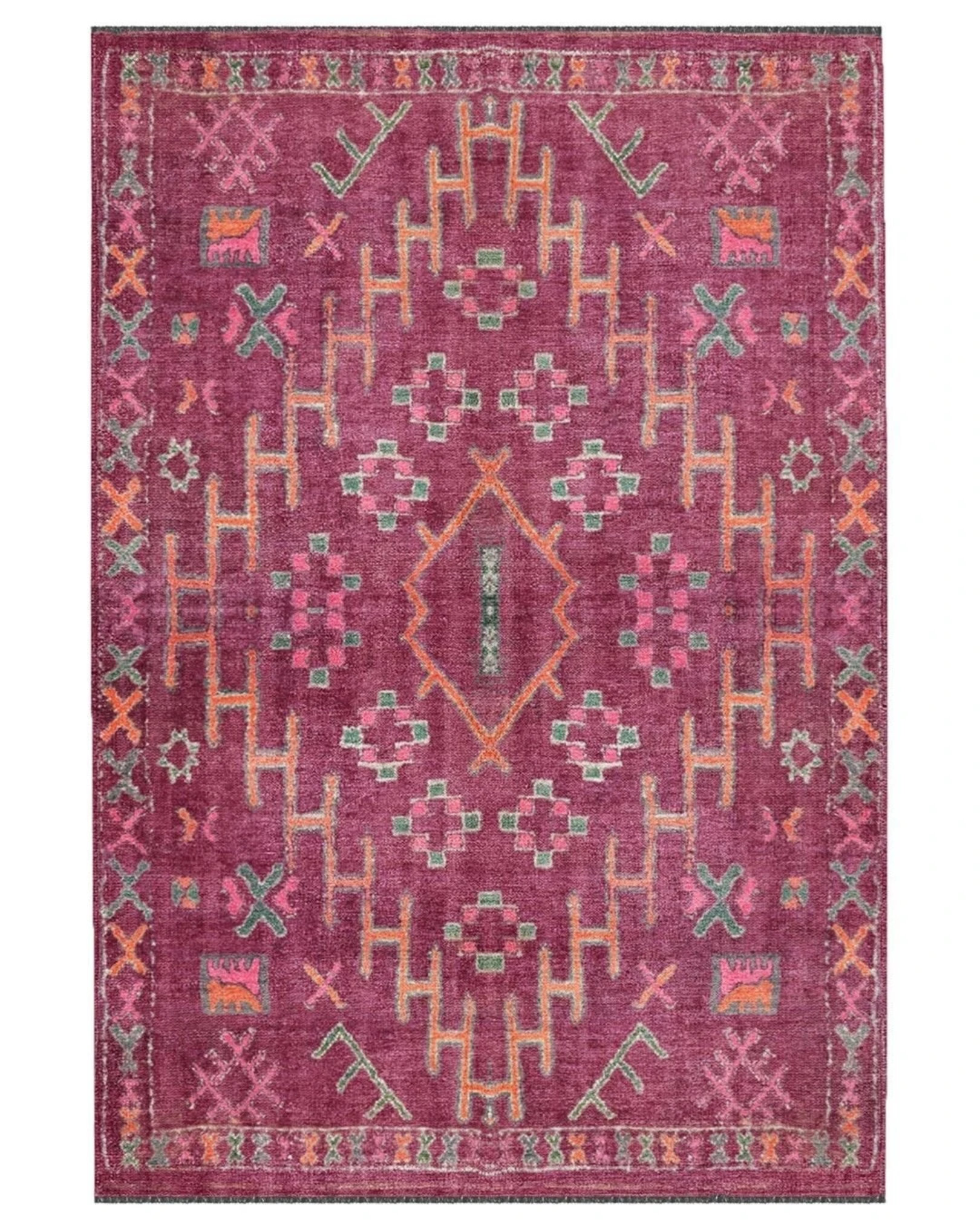 Bungalow Rose Manitou Moroccan Pink Machine Woven Cotton Polyester Area ...