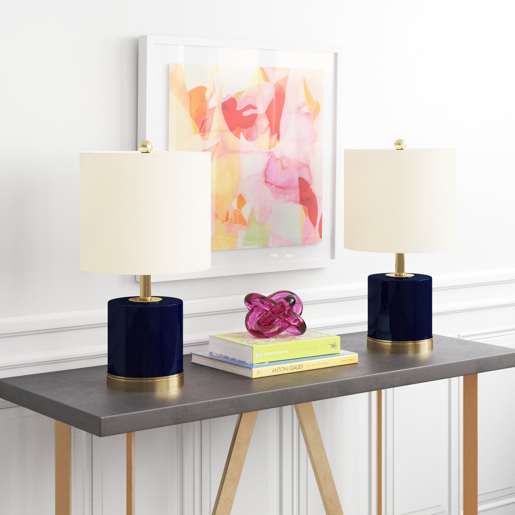 Mercer41 Livsey 20.5" Navy Blue/Gold Table Lamp Set & Reviews - Wayfair ...