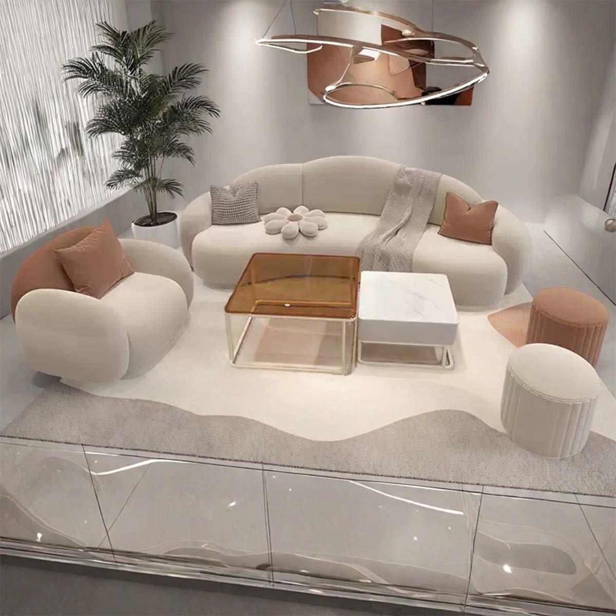 CoyNet Sofa Boutique 90.55-Inch Cream Cloud Sofa Coffee Table Set - Wayfair Canada