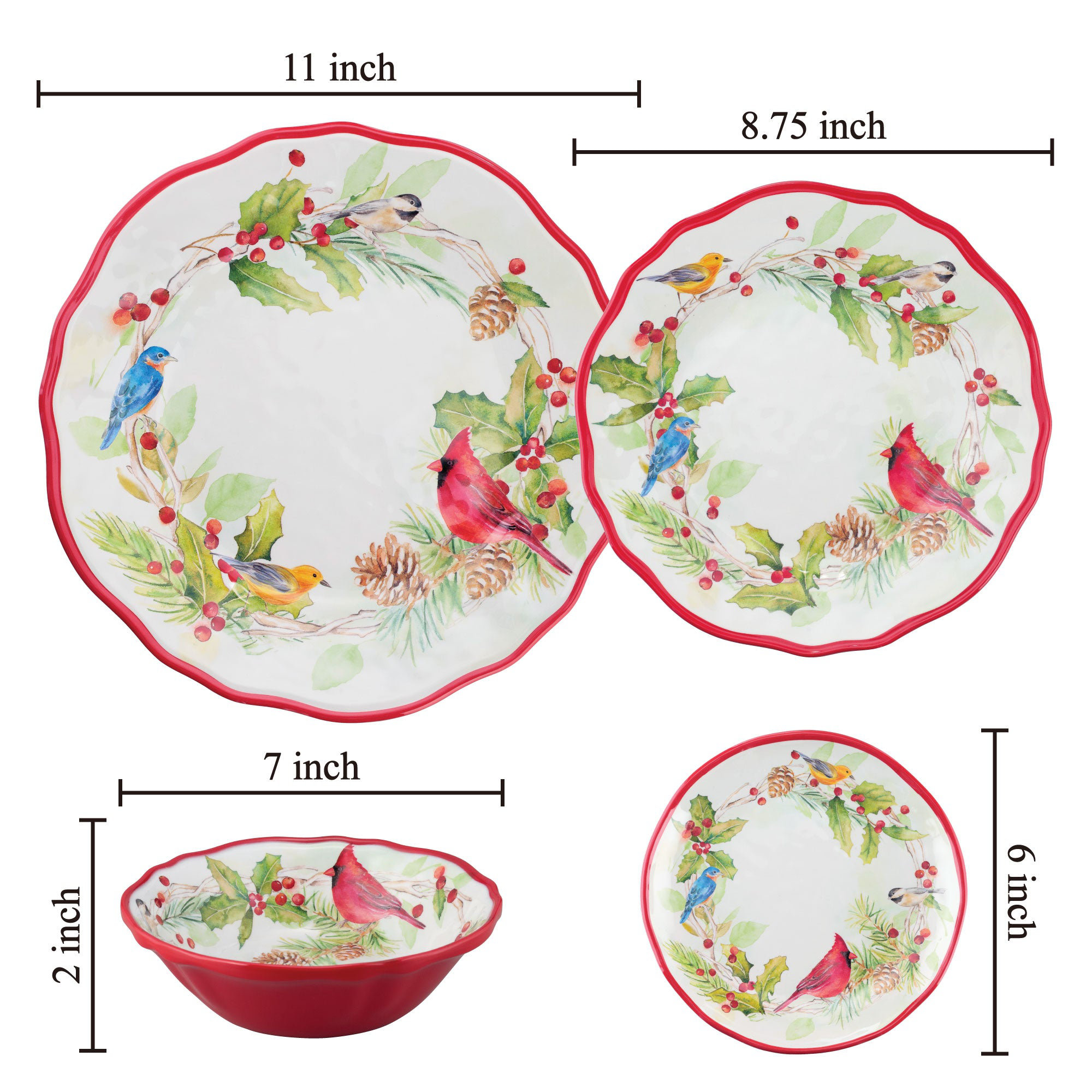 The Holiday Aisle® Dinnerware Set S16, Winter Birds | Wayfair