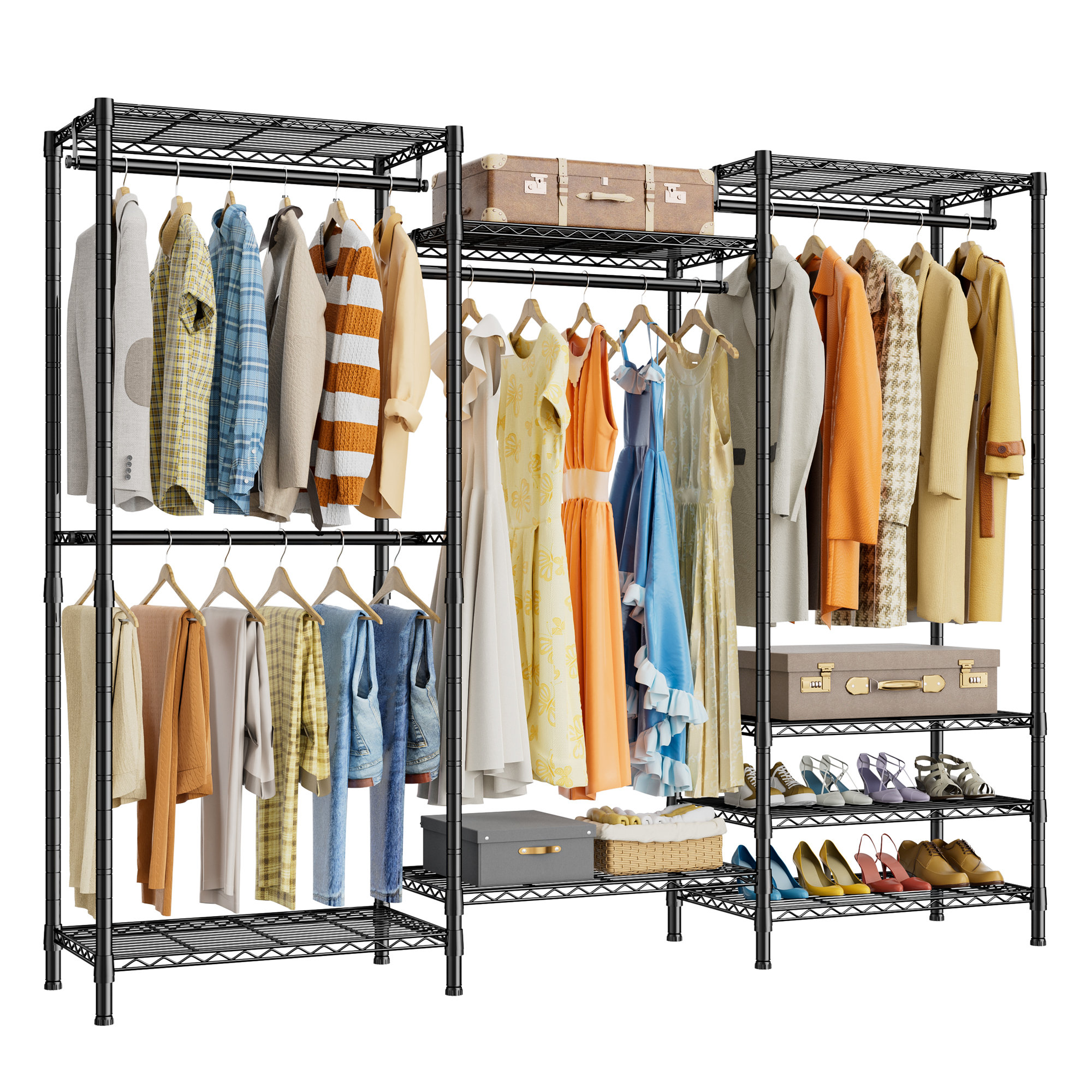 Rebrilliant Nazaria 8 Tiers Wire Garment Rack Heavy Duty Clothes Rack ...