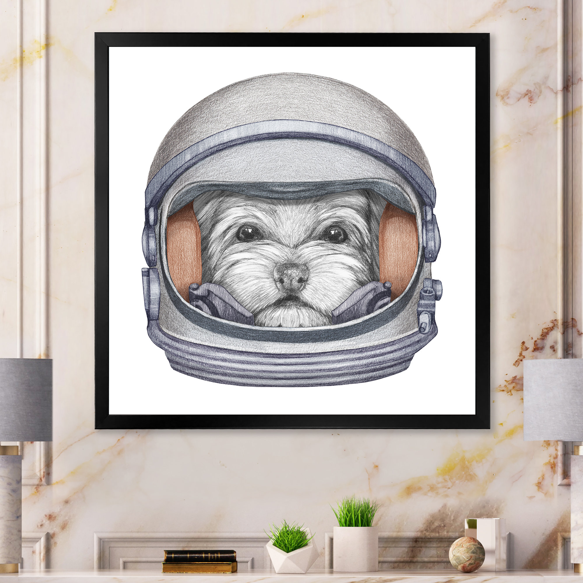 Zoomie Kids Cartoon Portrait Of A Space Dog Coon Portrait Of A Space ...